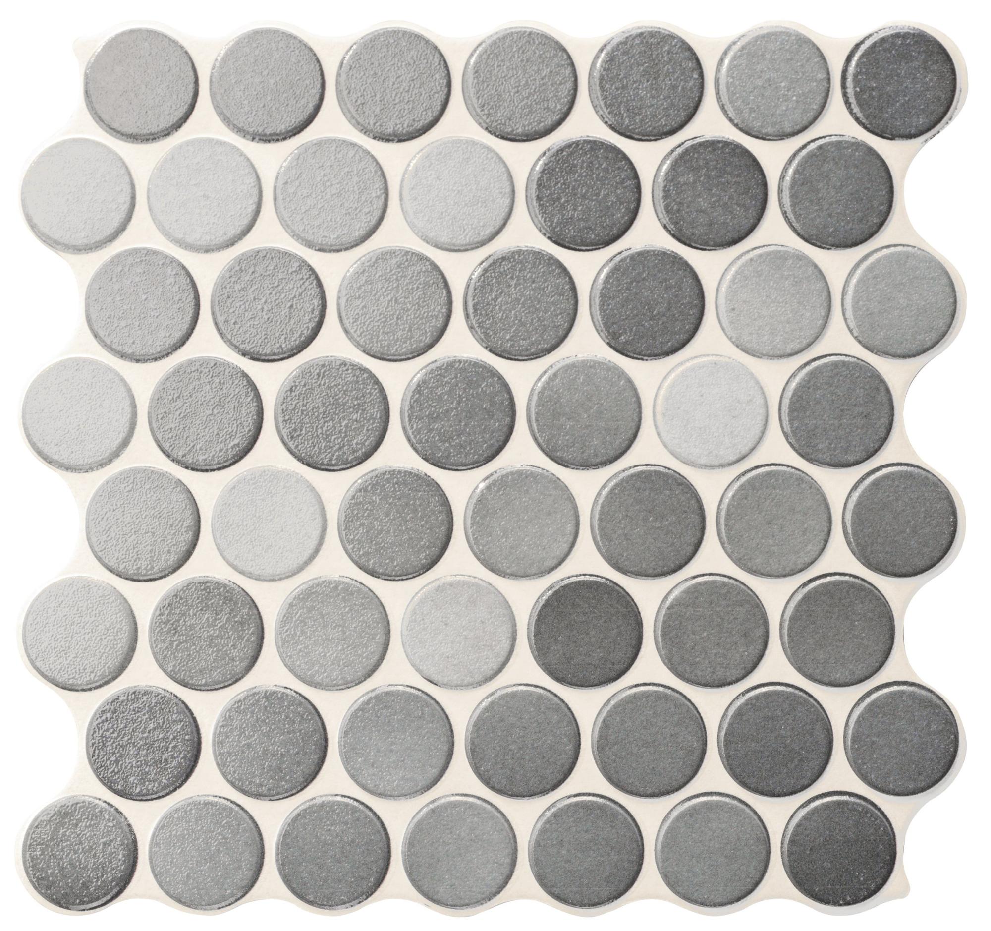 Azulejo porcelánico efecto relieve gris y blanco brillante 30.9x30.9 cm ...