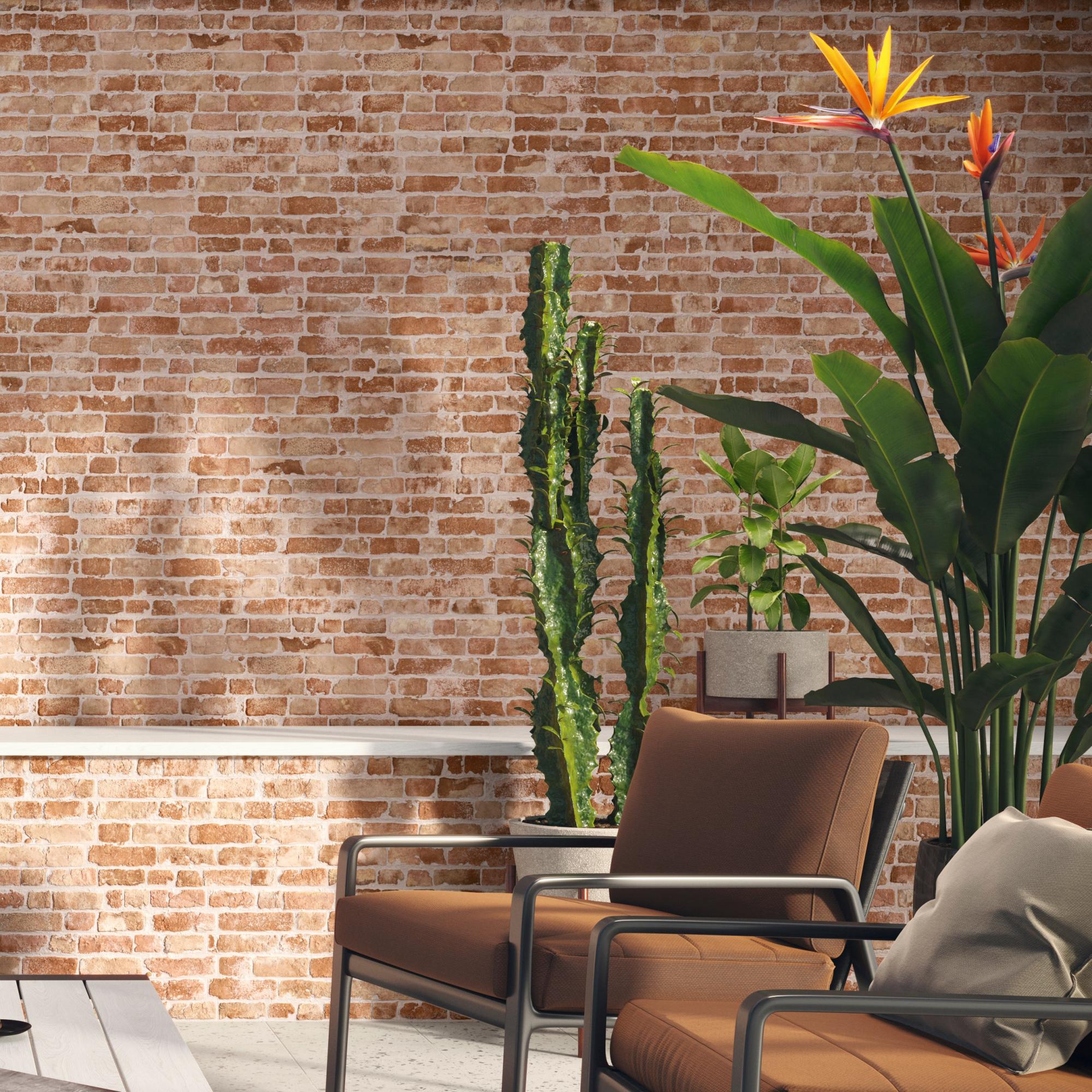 Azulejo porcelánico efecto ladrillo marrón mate 31x56 cm Manhattan ...