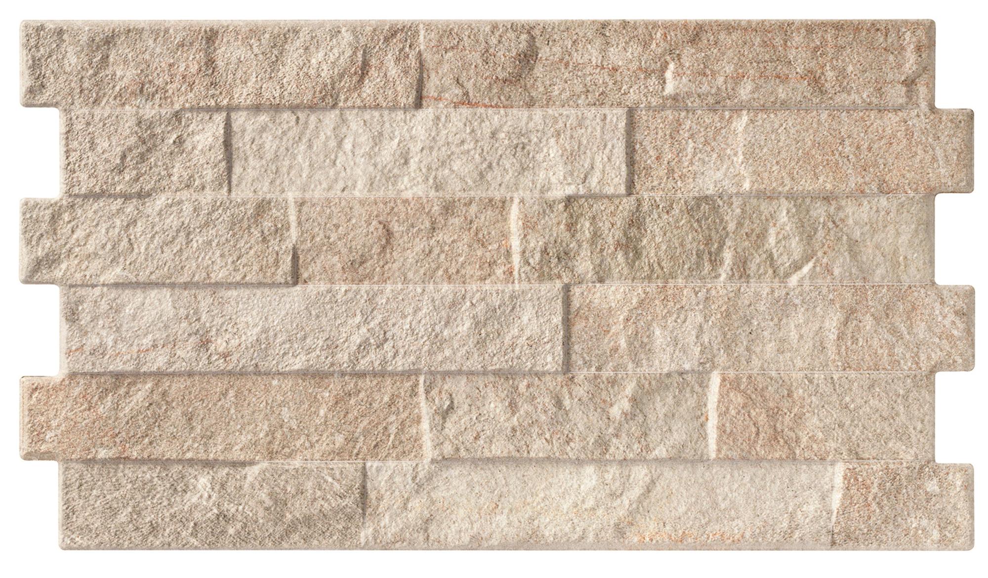 Azulejo porcelánico Ribera efecto piedra beige 31x56 cm | Leroy Merlin