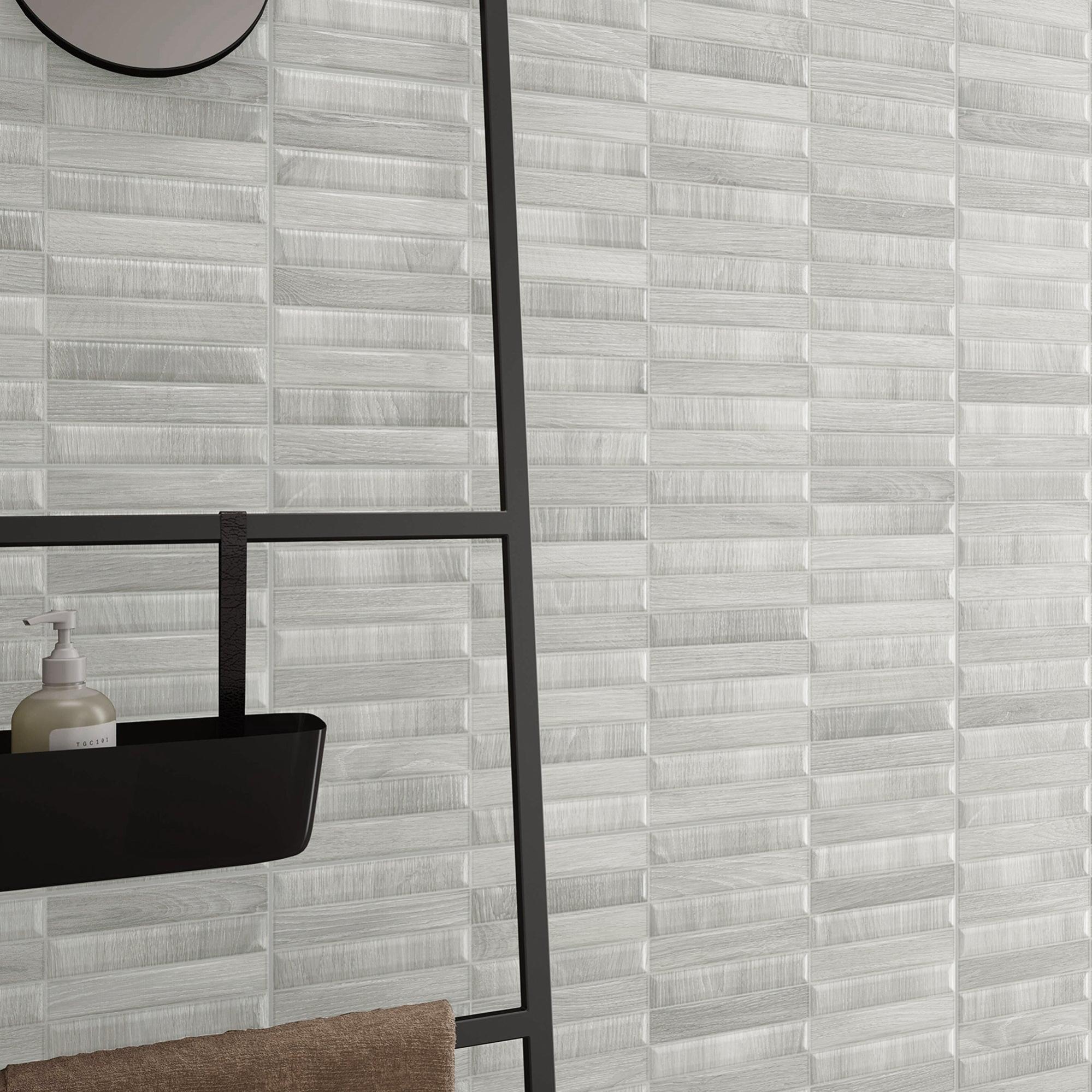 Azulejo cerámico volte efecto madera gris 30x60 cm - Elmandela