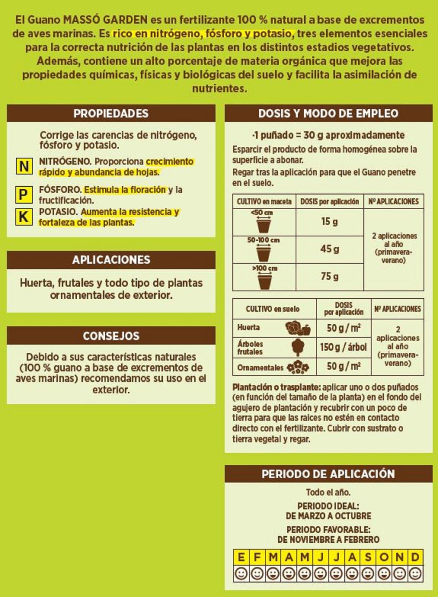 Abono en polvo MASSÓ para todos los cultivos 1 kg para uso ecológico ...