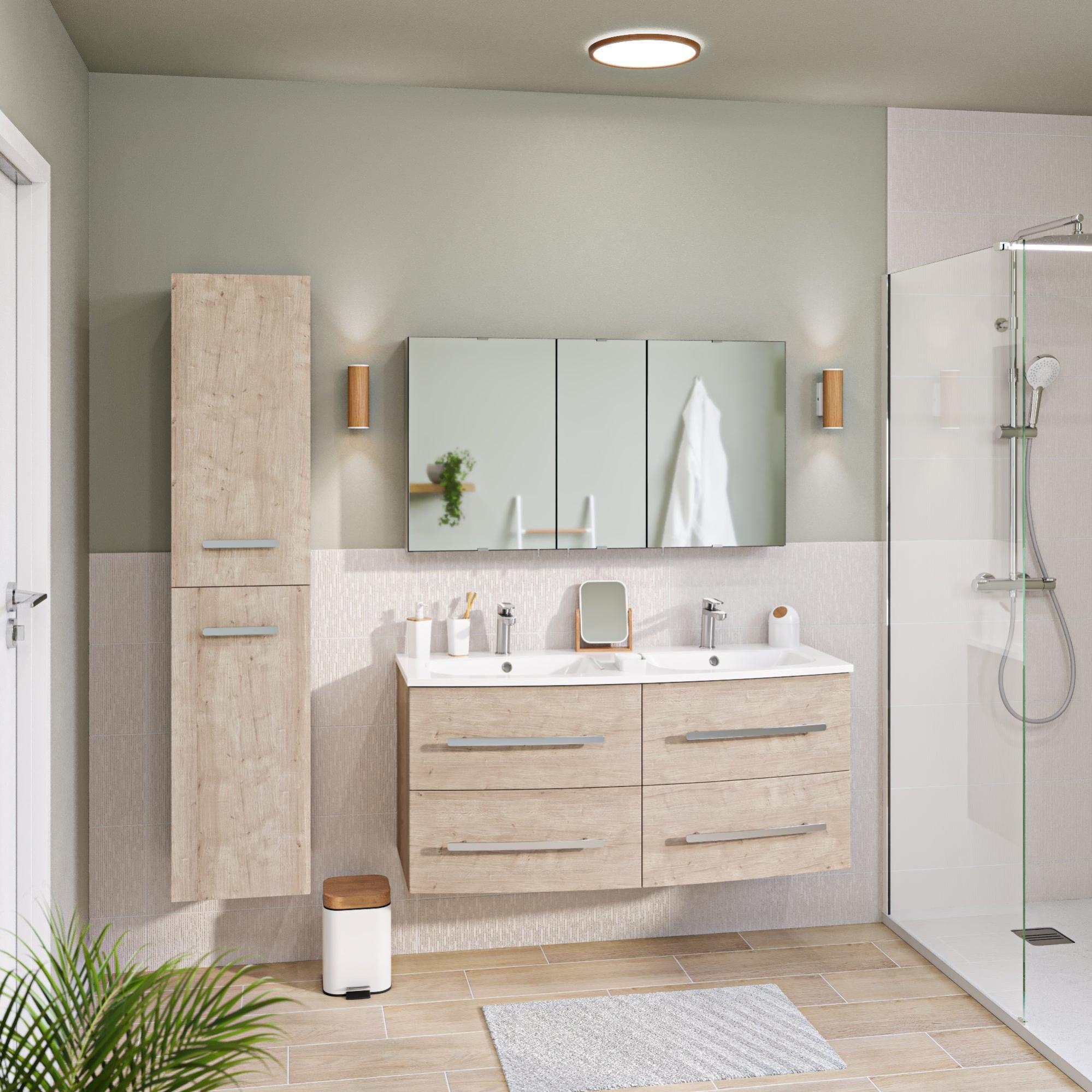 Mueble de baño con lavabo Perla roble claro 120x50 cm | Leroy Merlin