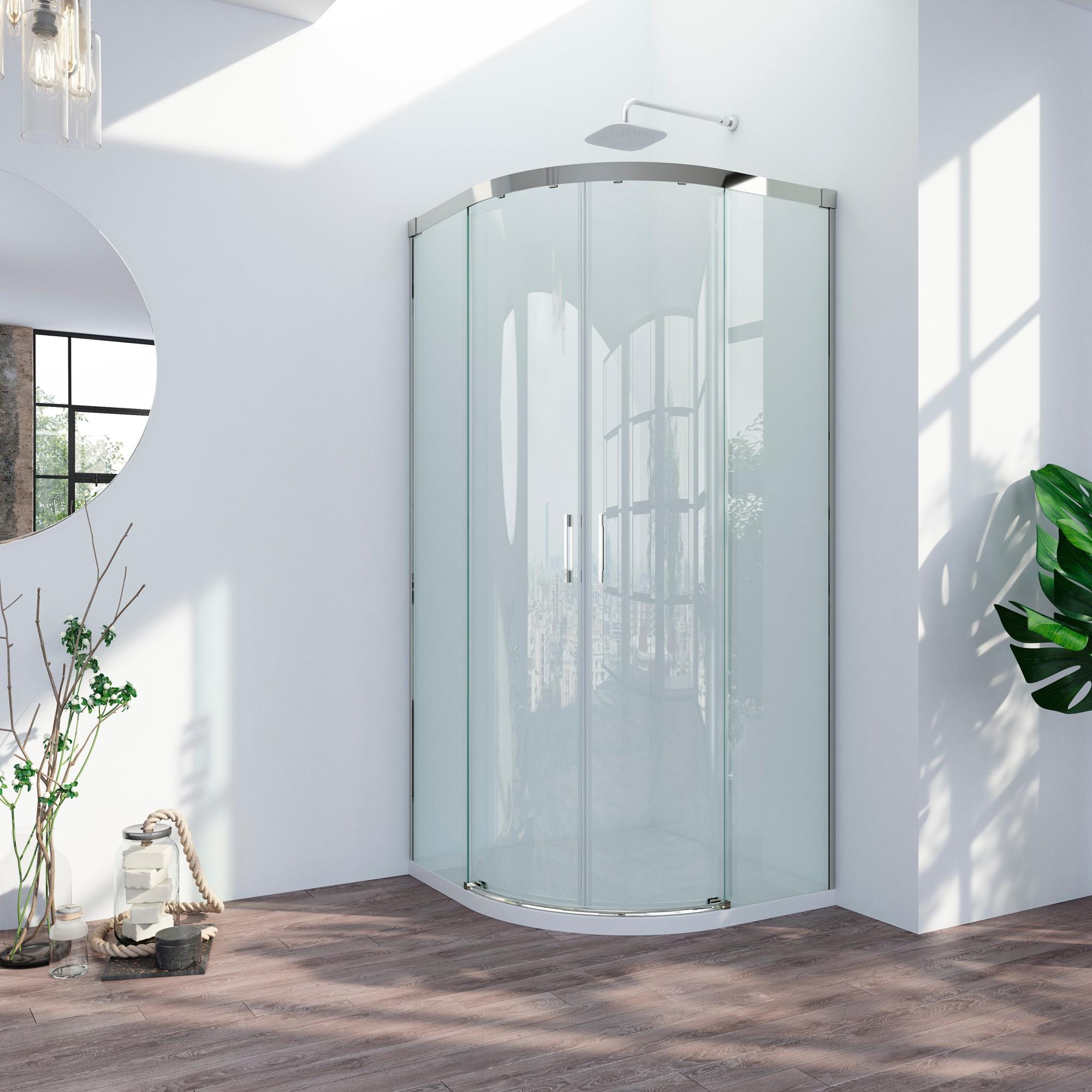 Mampara curva corredera Tala transparente perfil cromado 80x80 cm ...