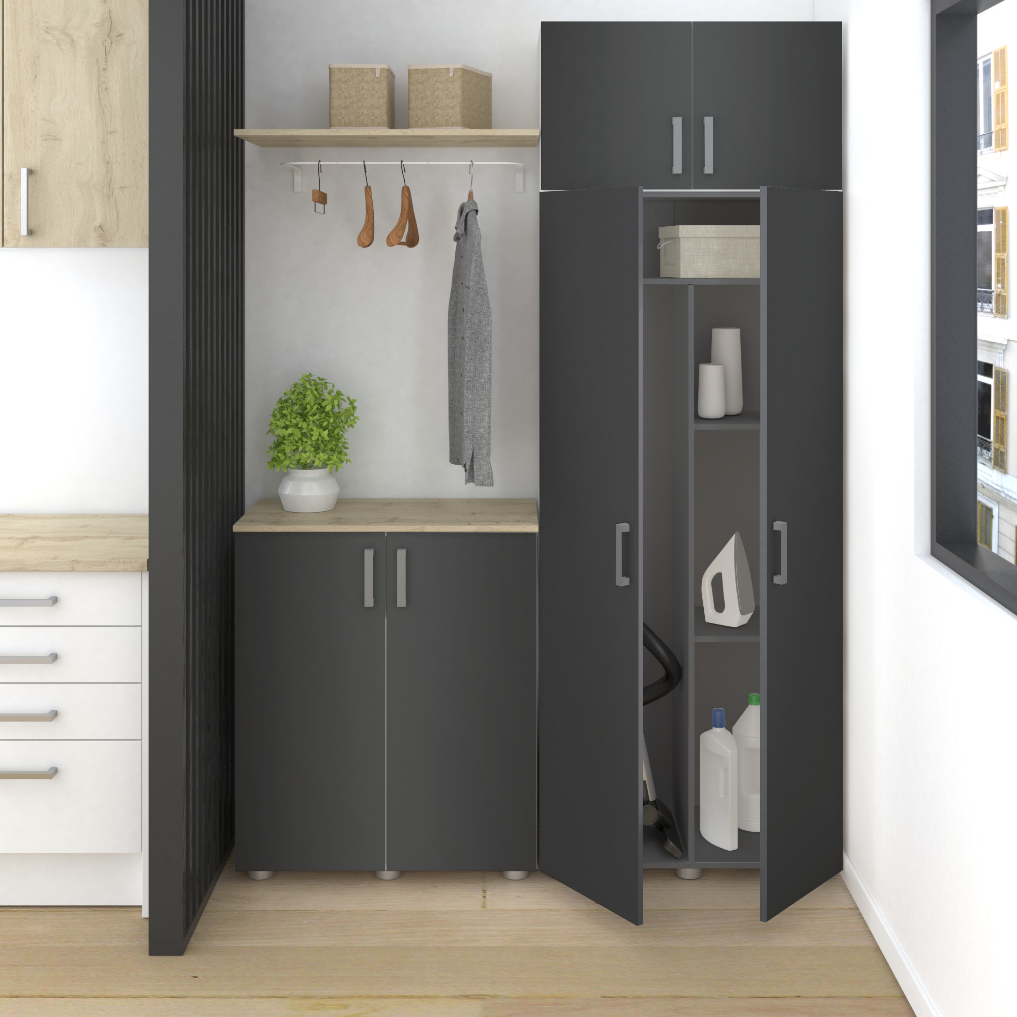 Despensero colgar gris FINLAR 44x80x42 cm 2 puertas | Leroy Merlin
