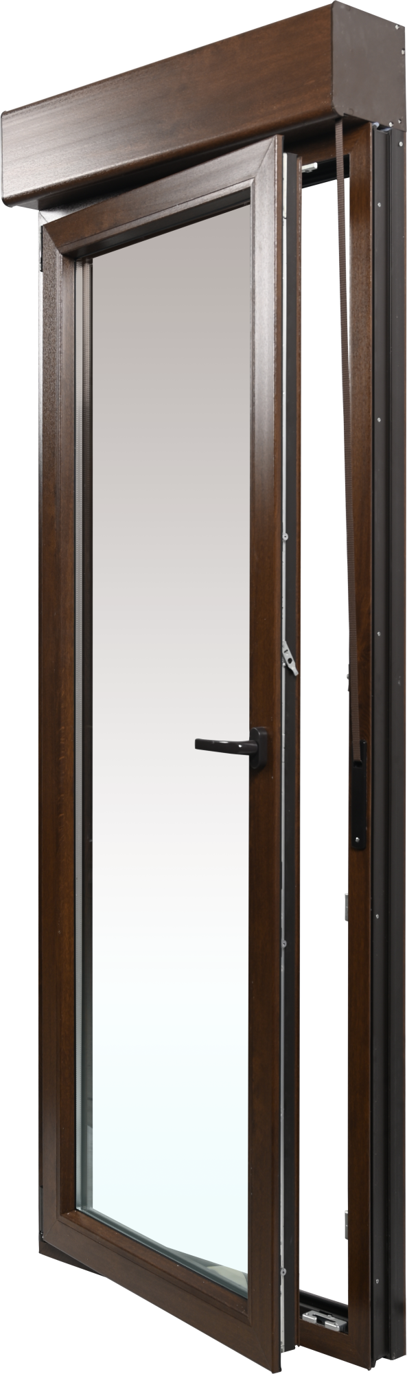 Balconera PVC ARTENS nogal oscilobatiente con persiana 85X229 cm ...