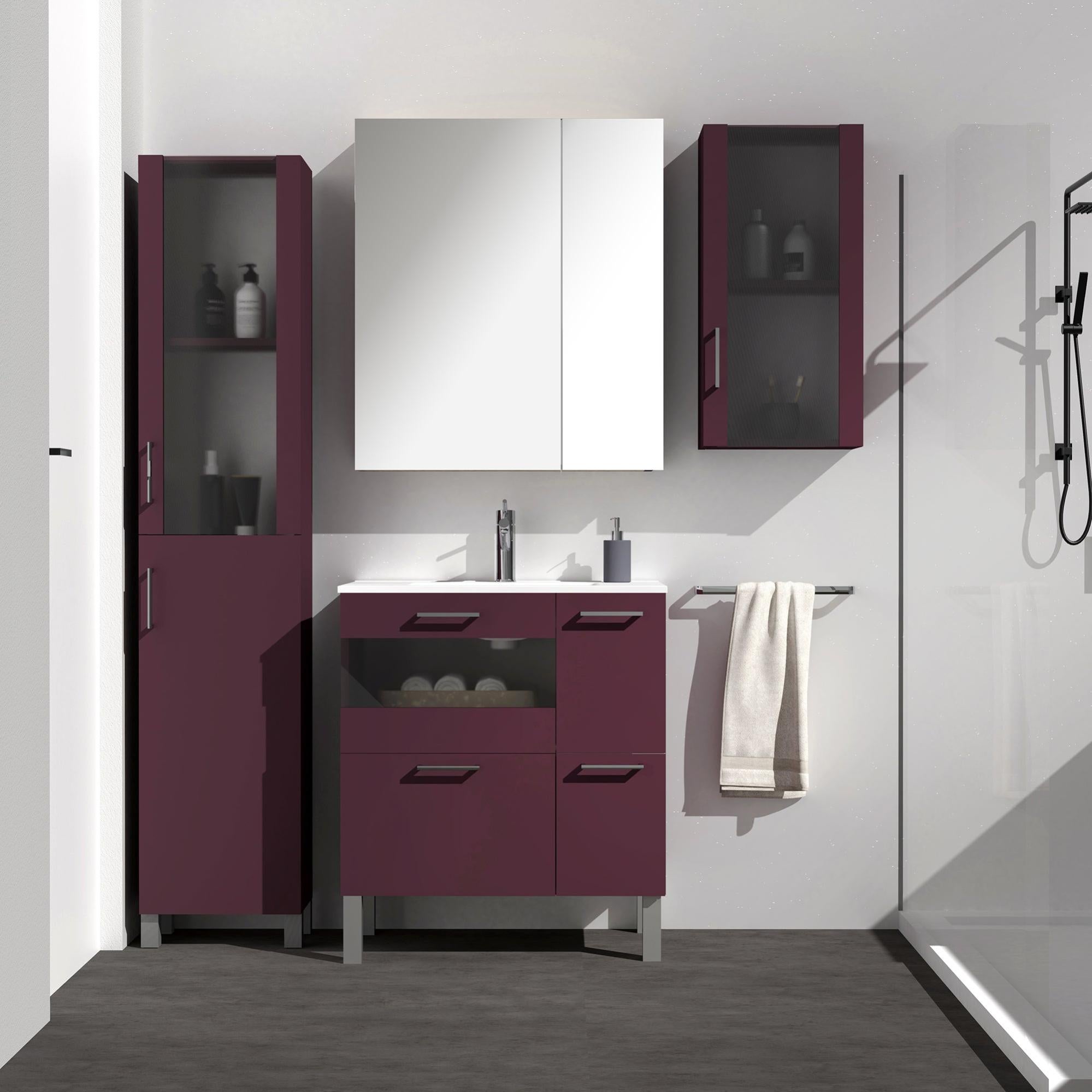 Mueble de baño con lavabo Fox berenjena 70x40 cm | Leroy Merlin