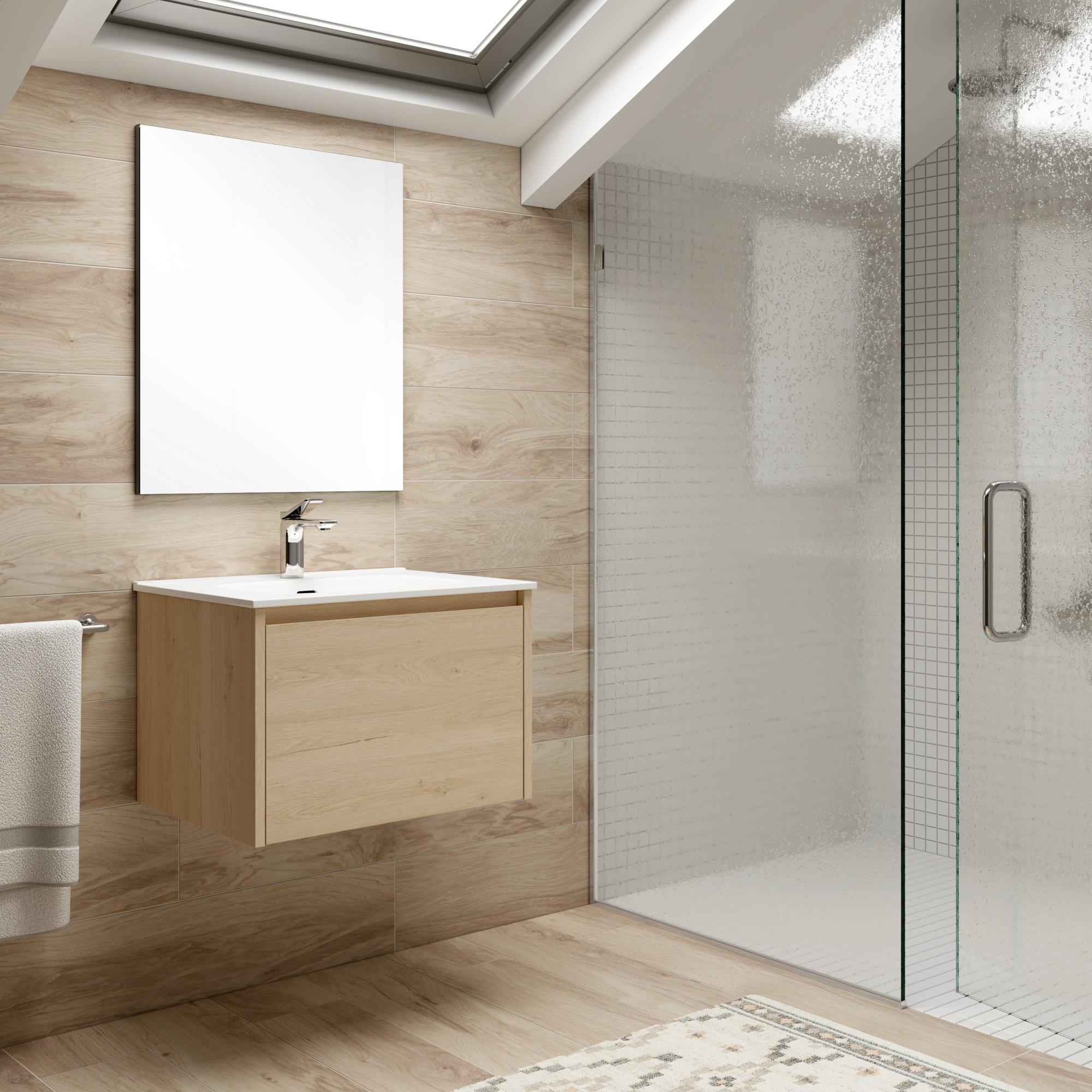 Mueble de baño con lavabo Moon roble 60x45 cm | Leroy Merlin