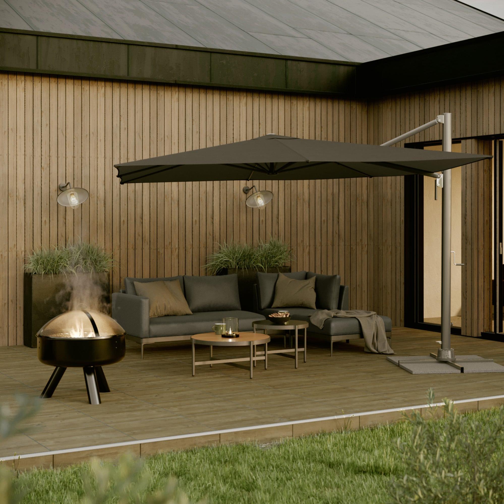 Parasol excéntrico de aluminio/acero NATERIAL Sombra gris 392x400 cm ...