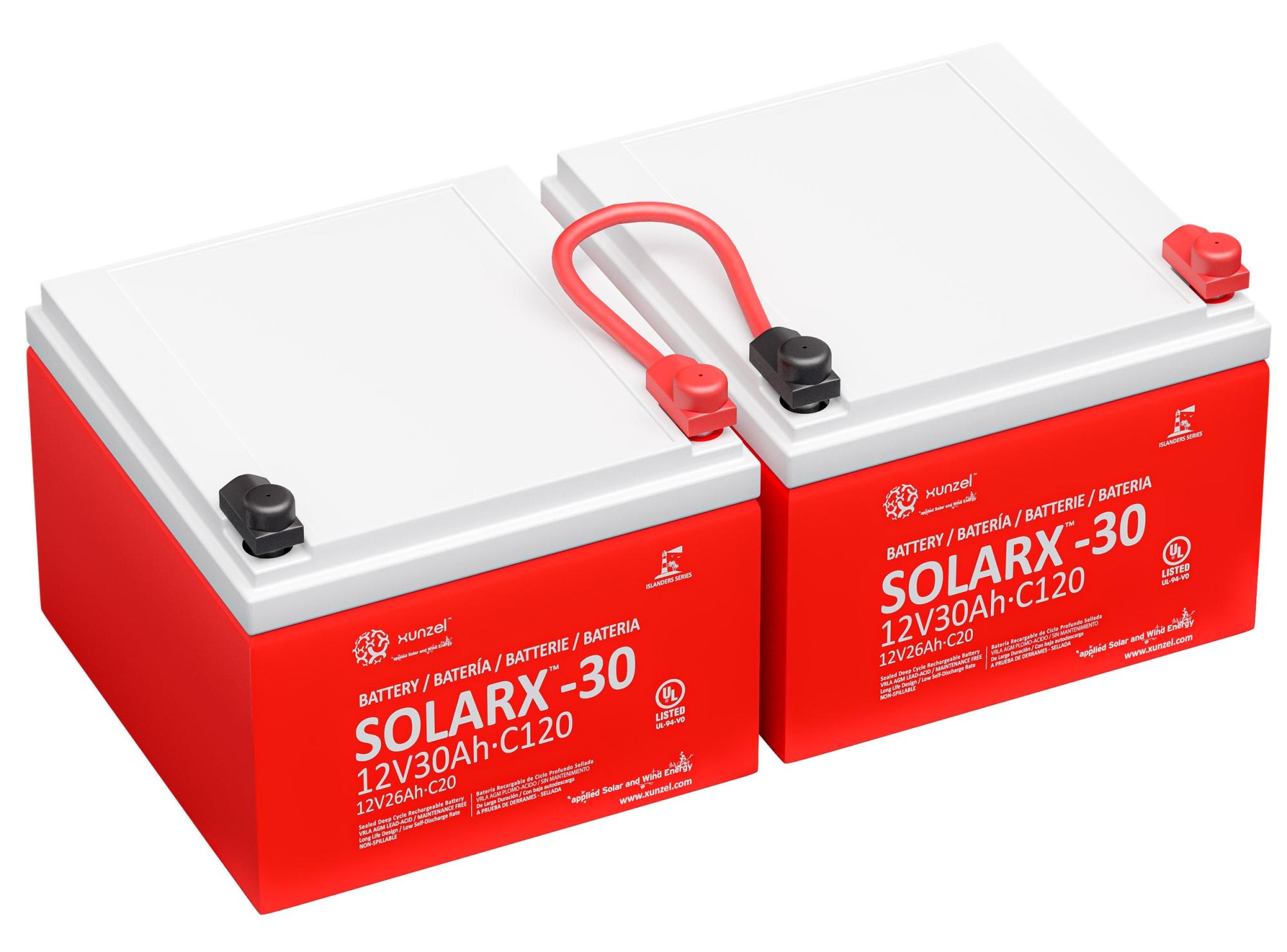 Rack de 2 baterías solares XUNZEL 24V 30Ah | Leroy Merlin