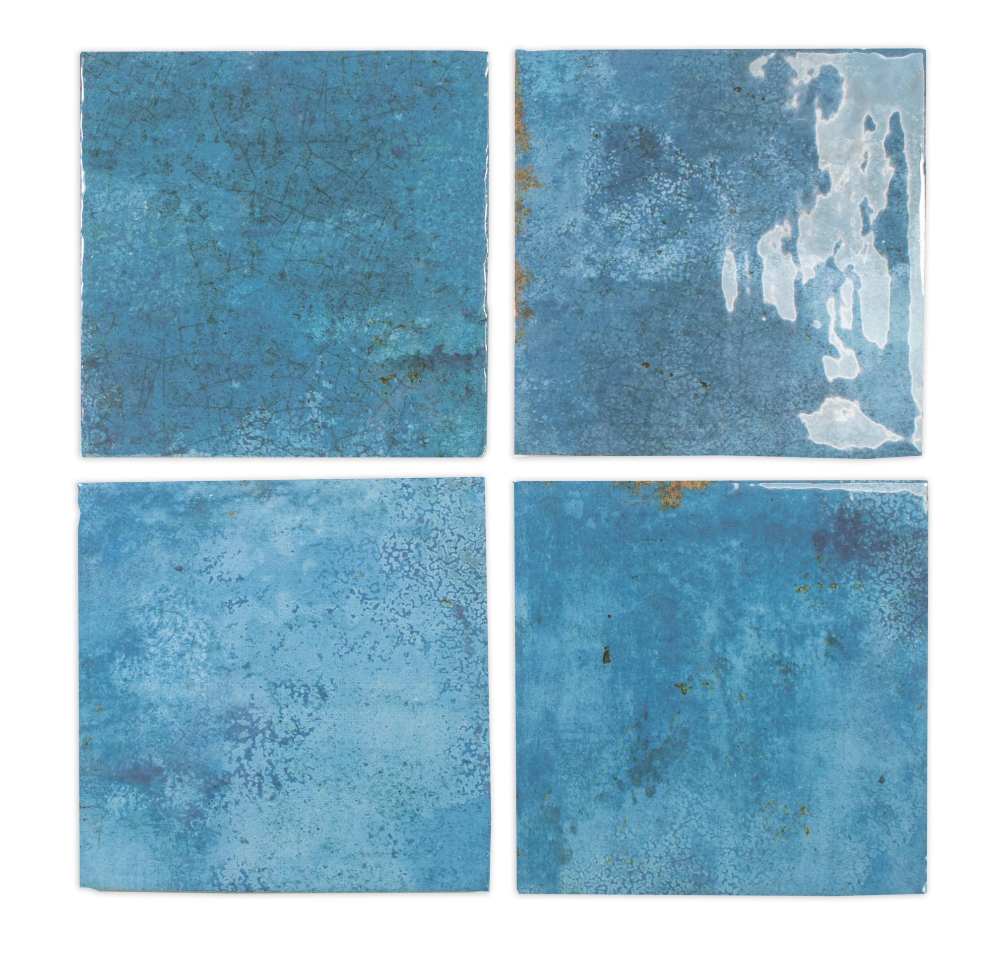 Azulejo cerámico scale efecto zellige azul 12.5x12.5 cm - Elmandela