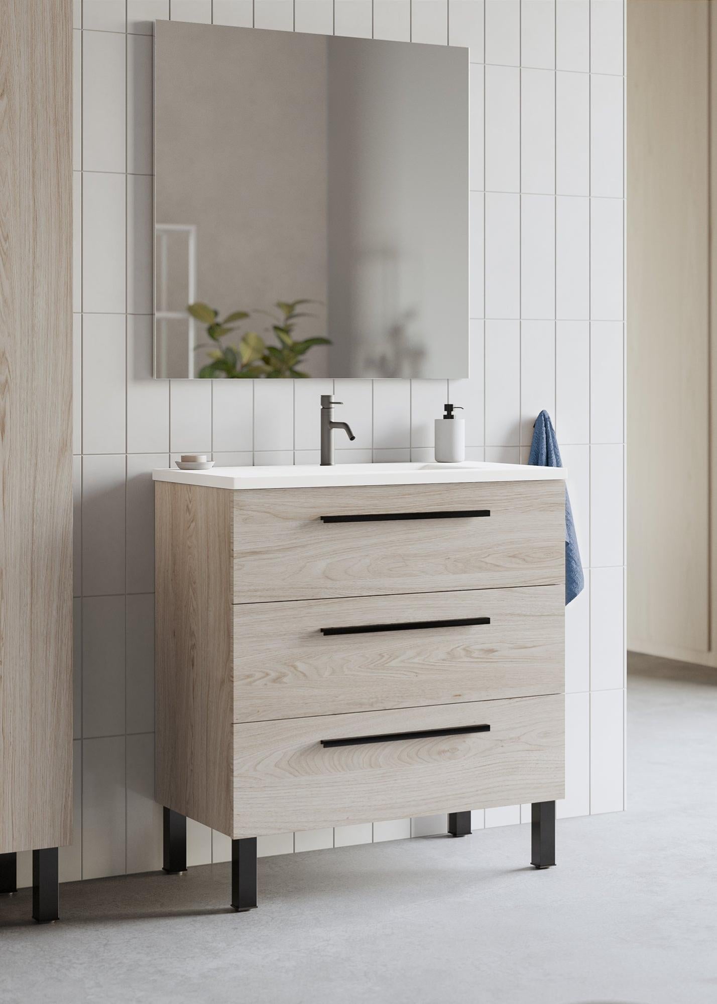 Mueble de baño con lavabo Madrid marrón 70x40 cm | Leroy Merlin