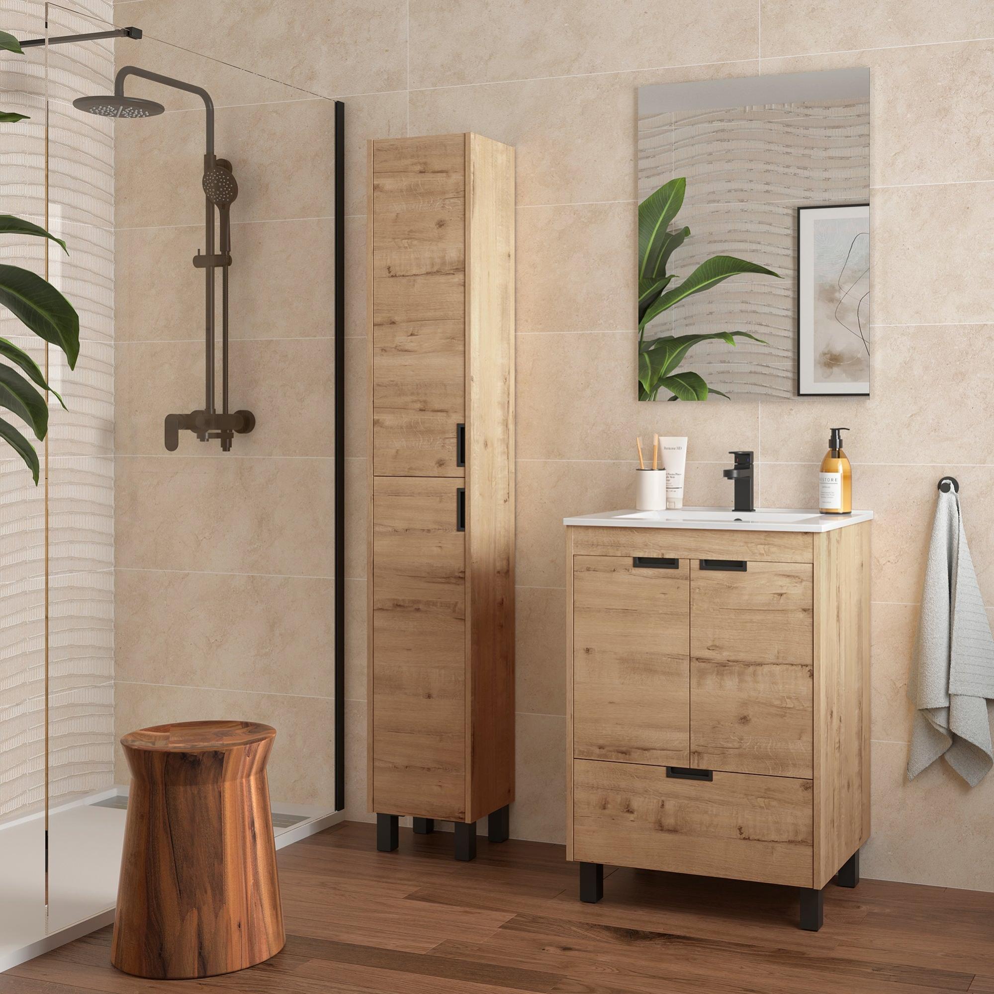Mueble de baño con lavabo Carlotta roble 60x45 cm | Leroy Merlin