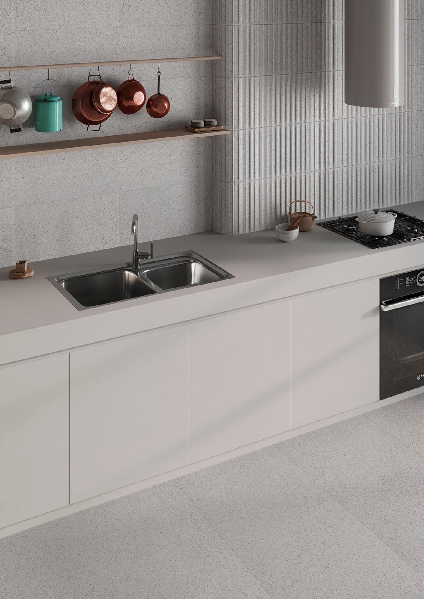 Azulejo efecto terrazo gris mate 32x62.5 cm Marmetta | Leroy Merlin