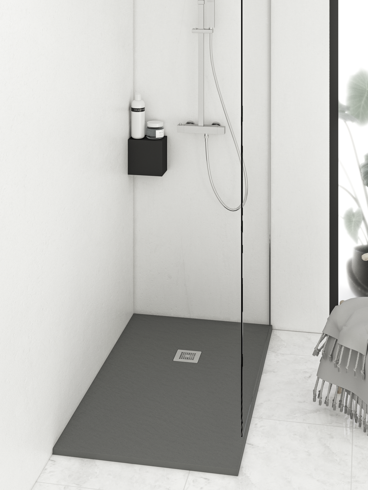 Plato de ducha Greenpact 160x80 cm gris oscuro | Leroy Merlin