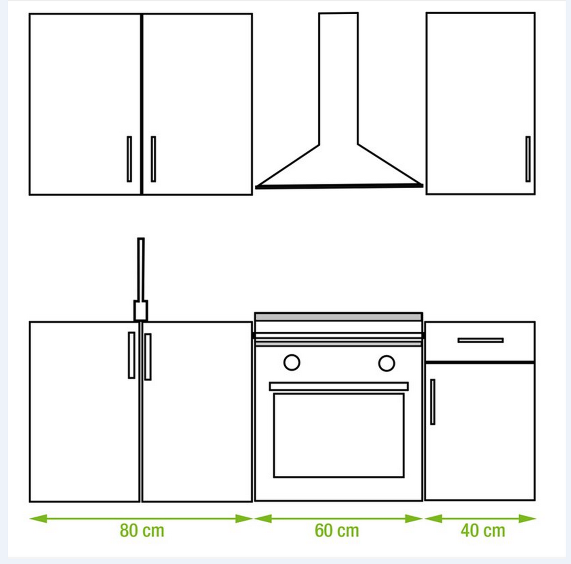 Cocina en kit Tokyo blanco brillo 180 cm con 2 módulos altos + 3 ...