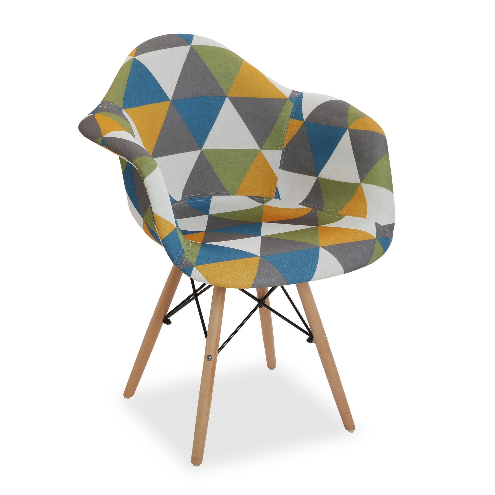 Butaca de comedor Hadar Patchwork azul y amarillo de 82x61x64cm | Leroy Merlin