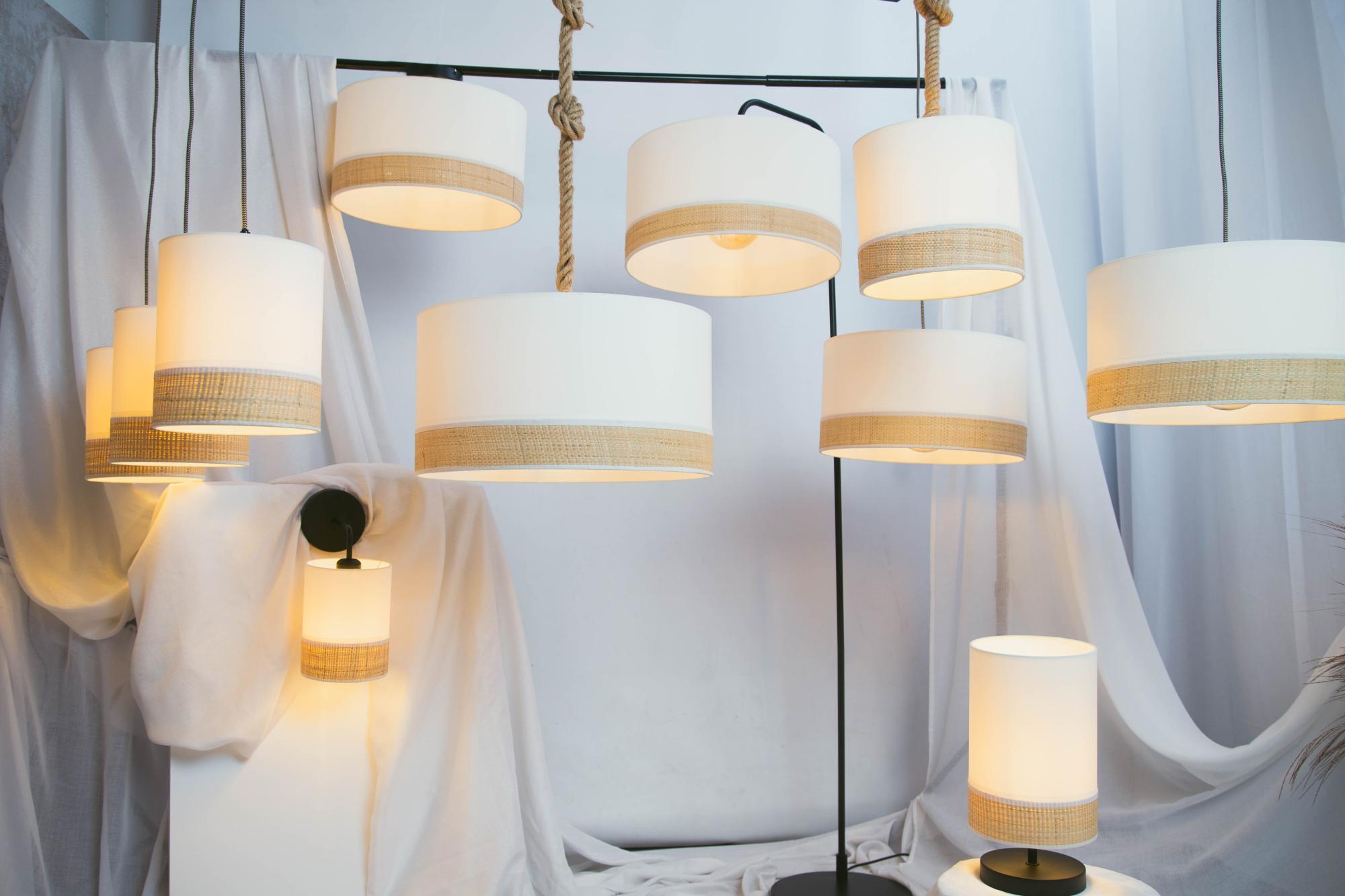 Lámpara de techo Camboya E27 1 luz blanco rafia | Leroy Merlin