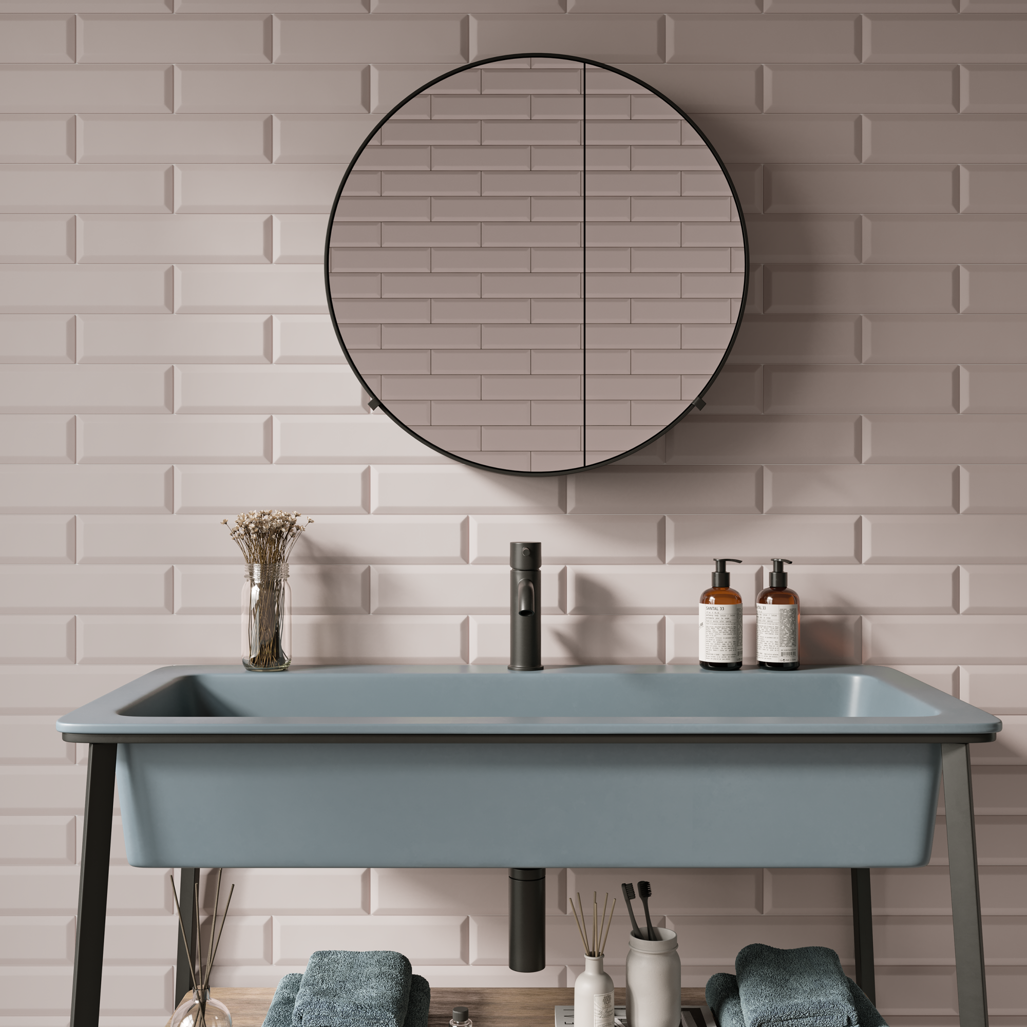 Azulejo cerámico metro efecto rosa 7.5x30 cm artens