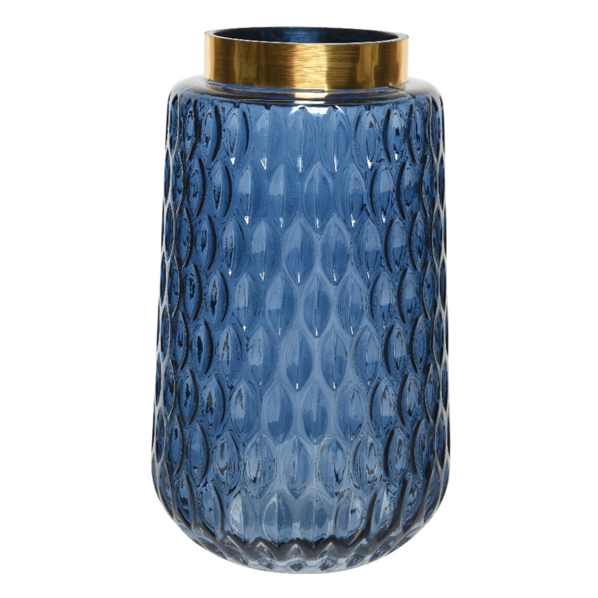 Jarrón de cristal Sprayed azul de Ø 26 cm | Leroy Merlin