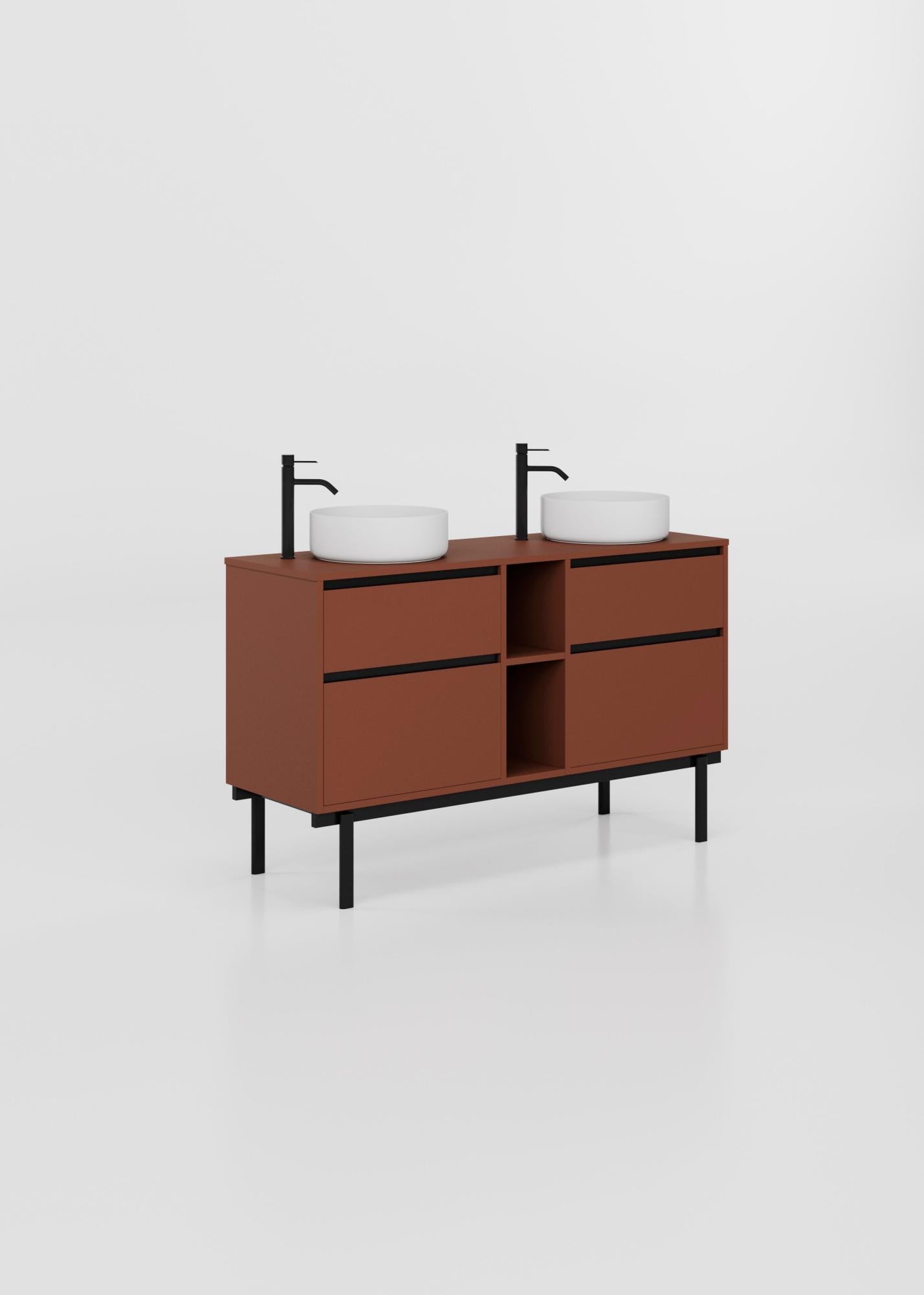 Mueble de baño Tono rojo marsala 140 x 45 cm | Leroy Merlin