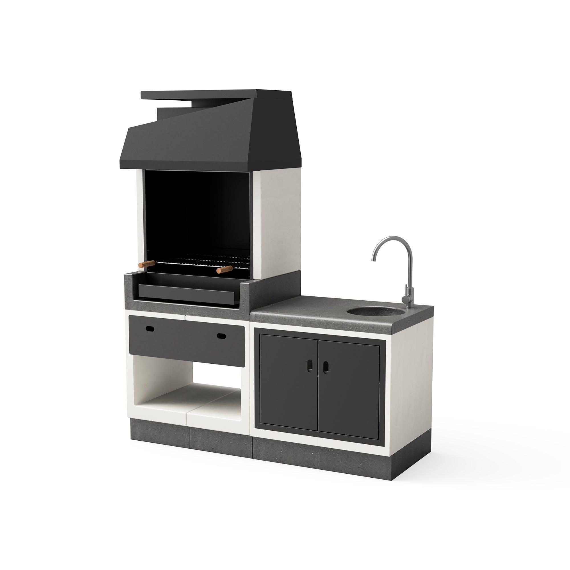 Cocina de exterior 3 módulos de hormigón refractario Kitaway de ... Cocina de exterior 3 módulos de hormigón refractario Kitaway de ...