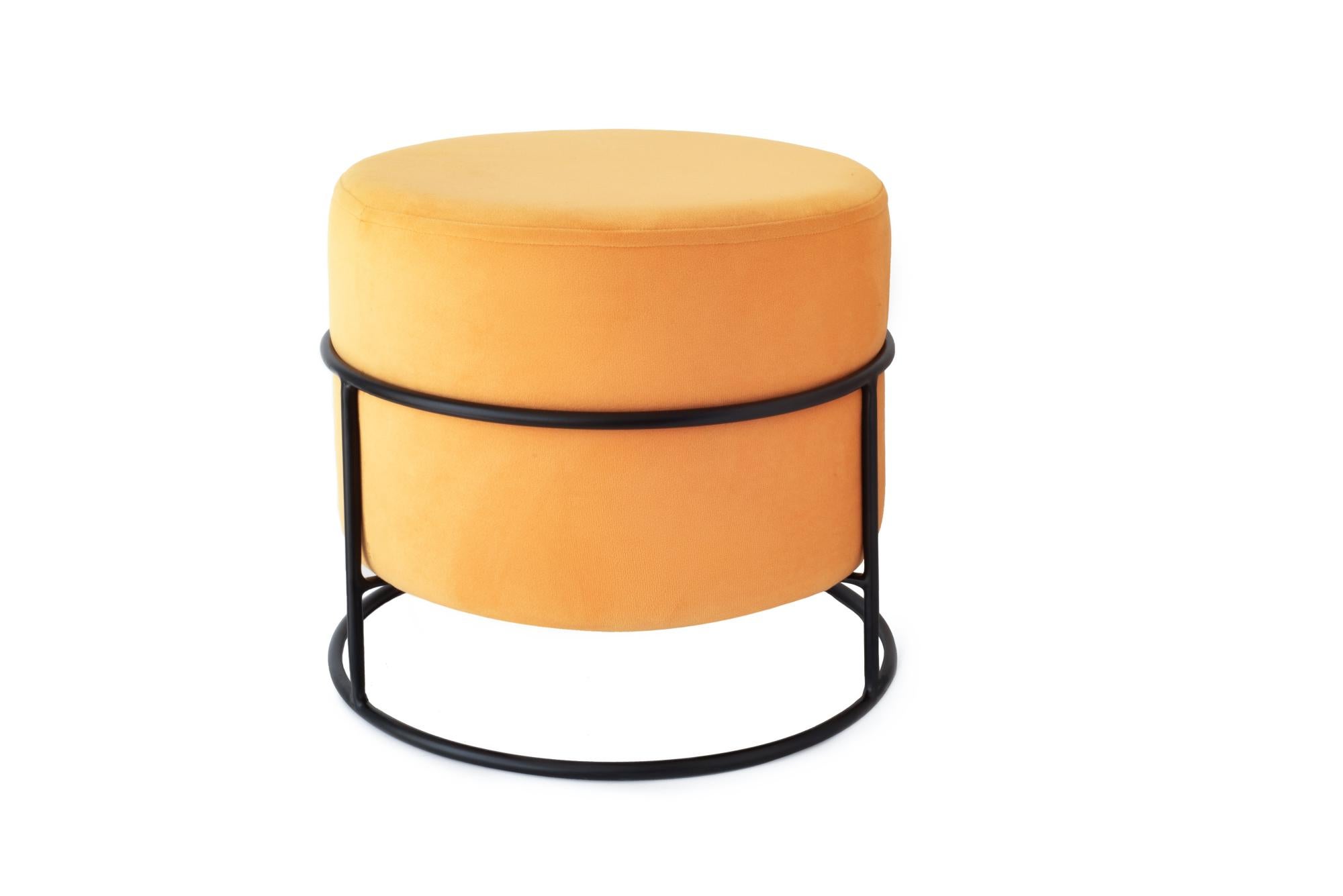 Puff decorativo algodón cilíndrico Kala amarillo / dorado x32xcm ...