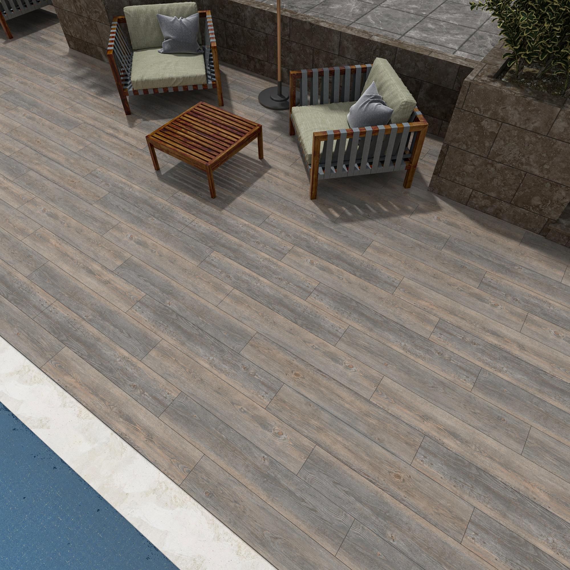 Suelo porcelánico exterior efecto madera gris Barn 20x120 cm C3 ARTENS ...