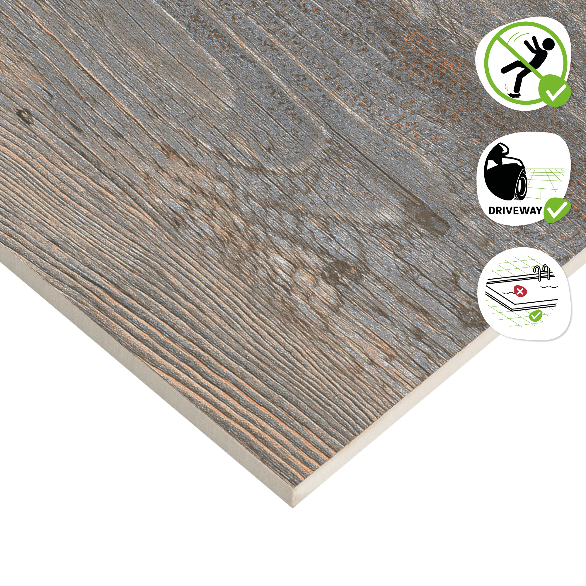Suelo porcelánico exterior efecto madera gris Barn 20x120 cm C3 ARTENS ...