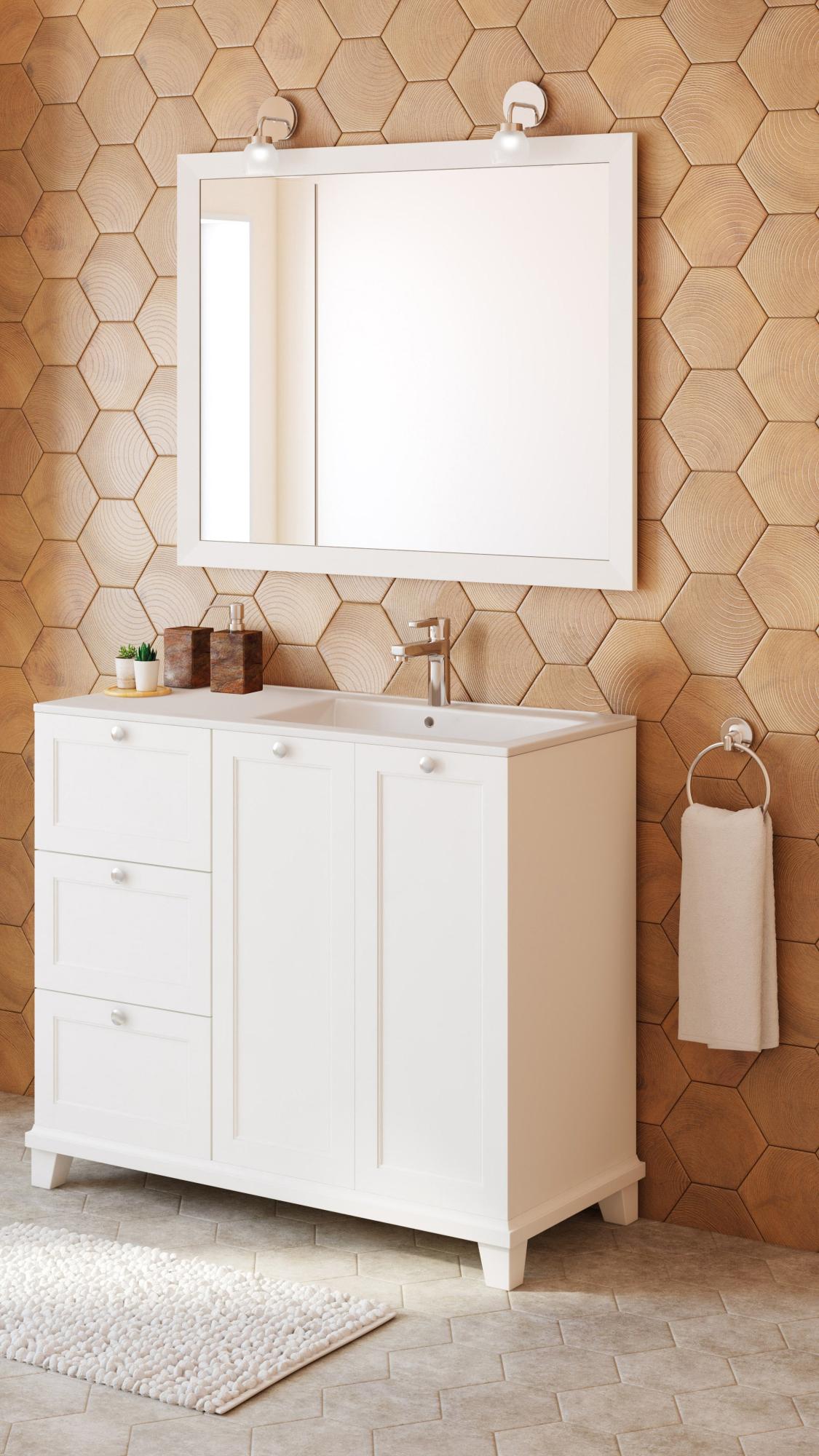 Mueble de baño con lavabo Unike blanco 100x45 cm | Leroy Merlin