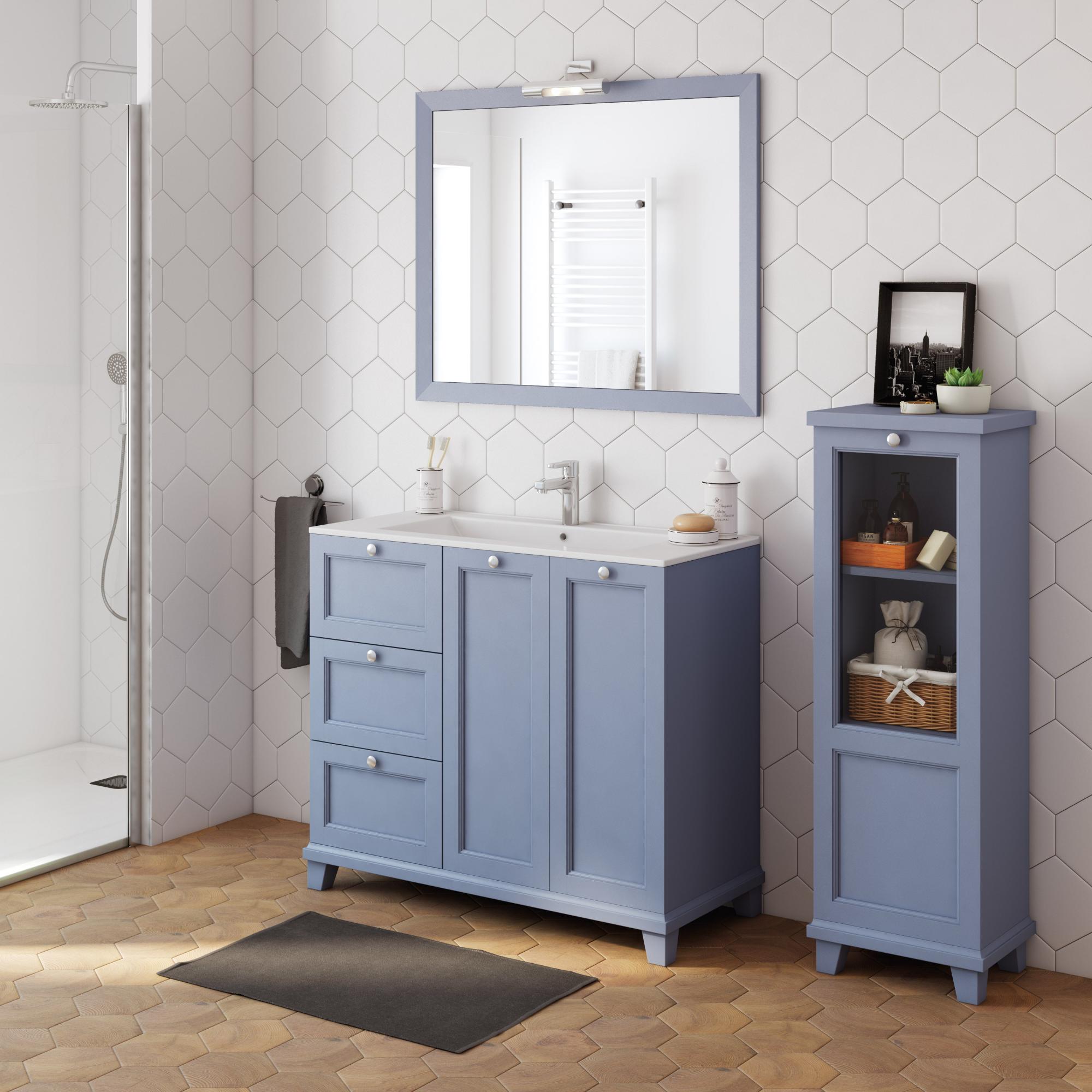 Mueble de baño con lavabo Unike azul 100x45 cm | Leroy Merlin