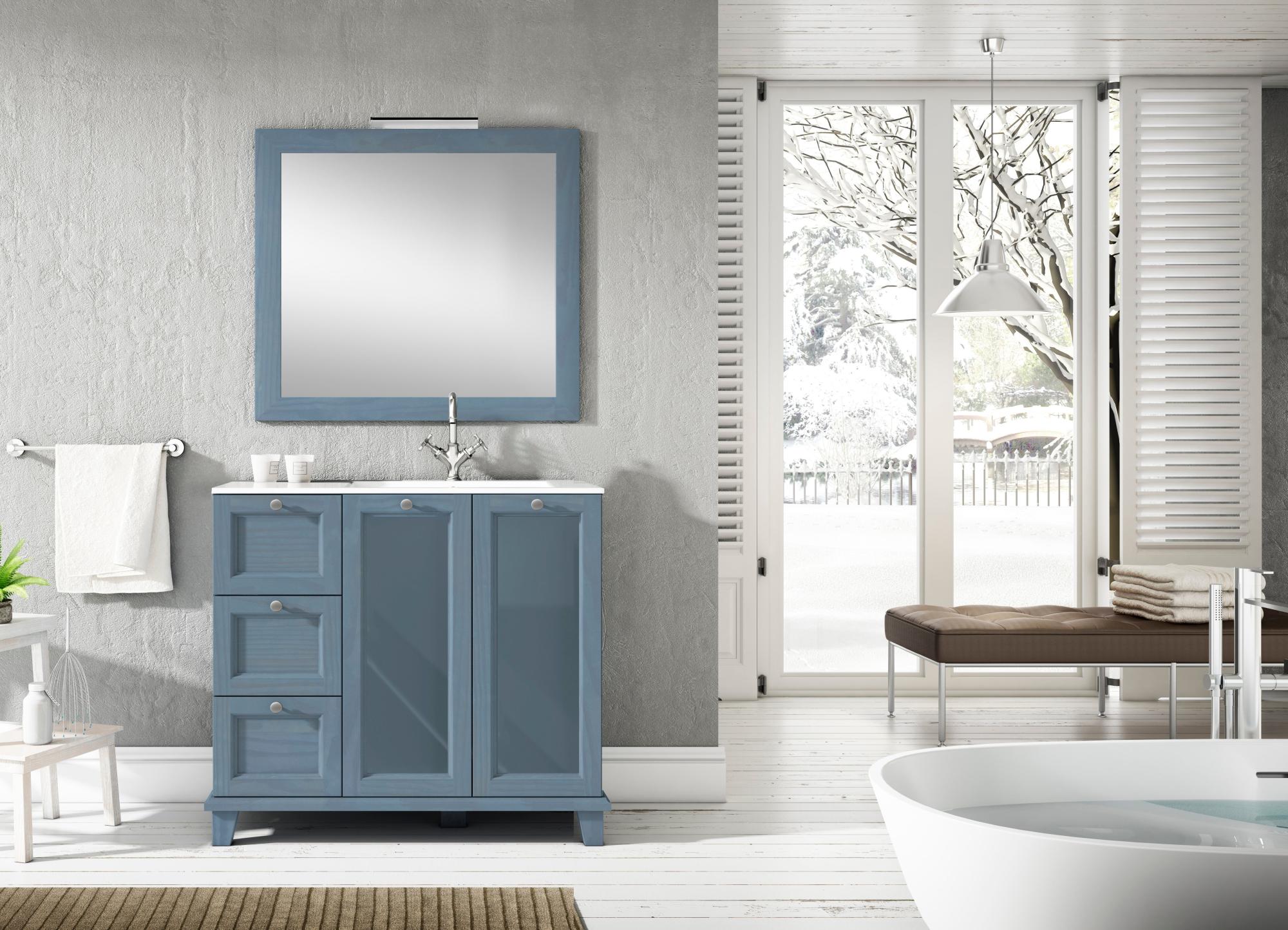 Mueble de baño con lavabo Unike azul 100x45 cm | Leroy Merlin