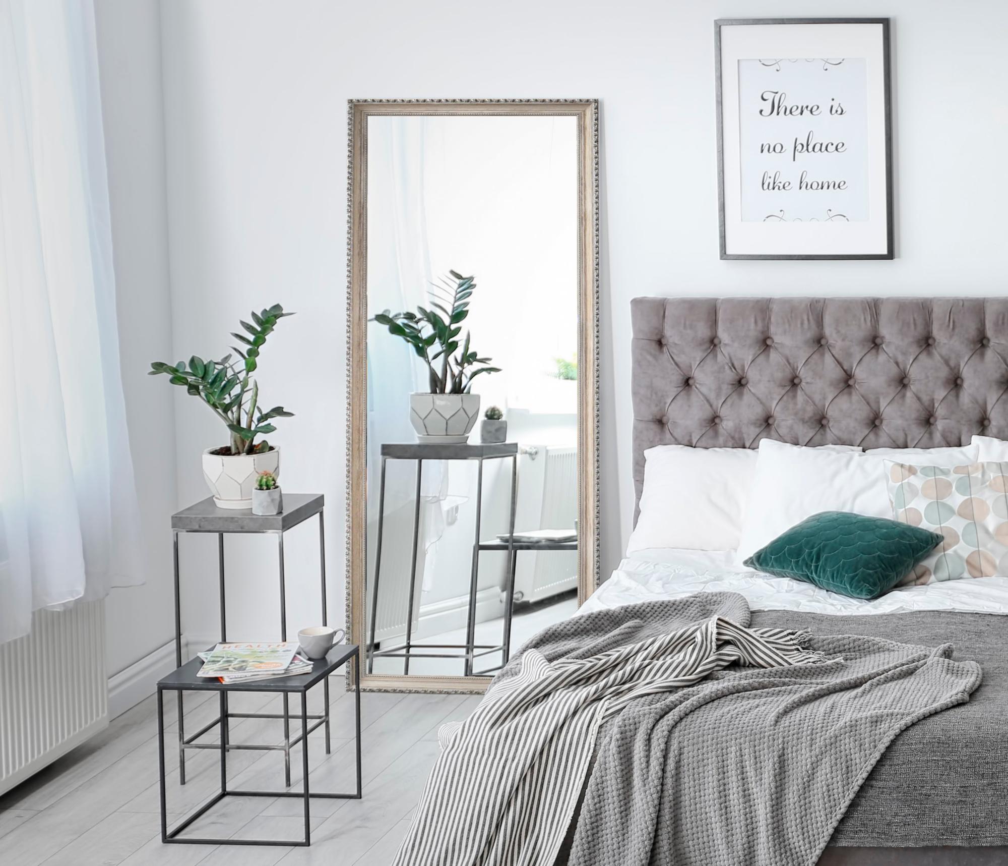 Espejo enmarcado rectangular Claudia gris 147 x 47 cm | Leroy Merlin