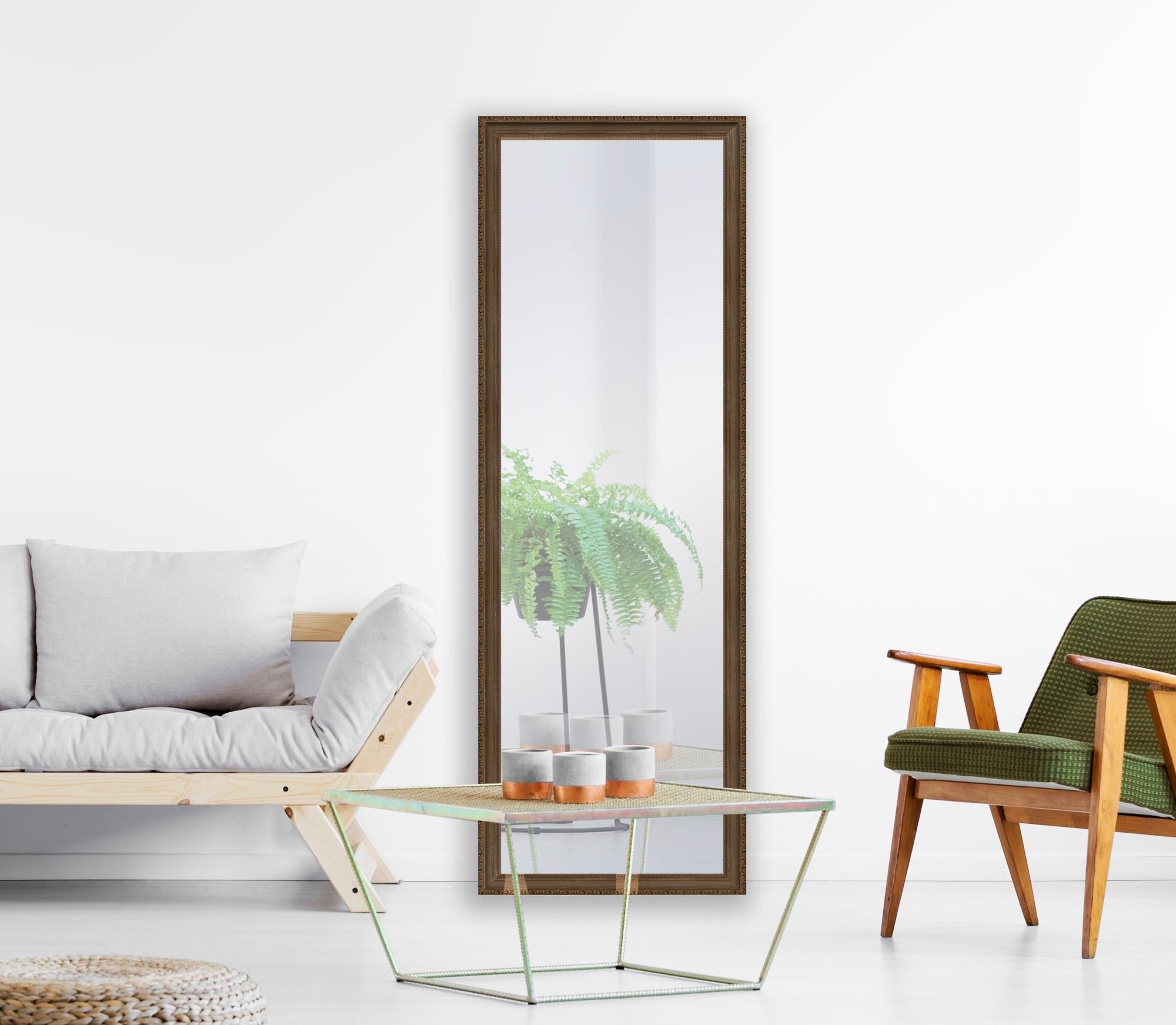 Espejo enmarcado rectangular Claudia nogal oscuro 147 x 47 cm | Leroy ...