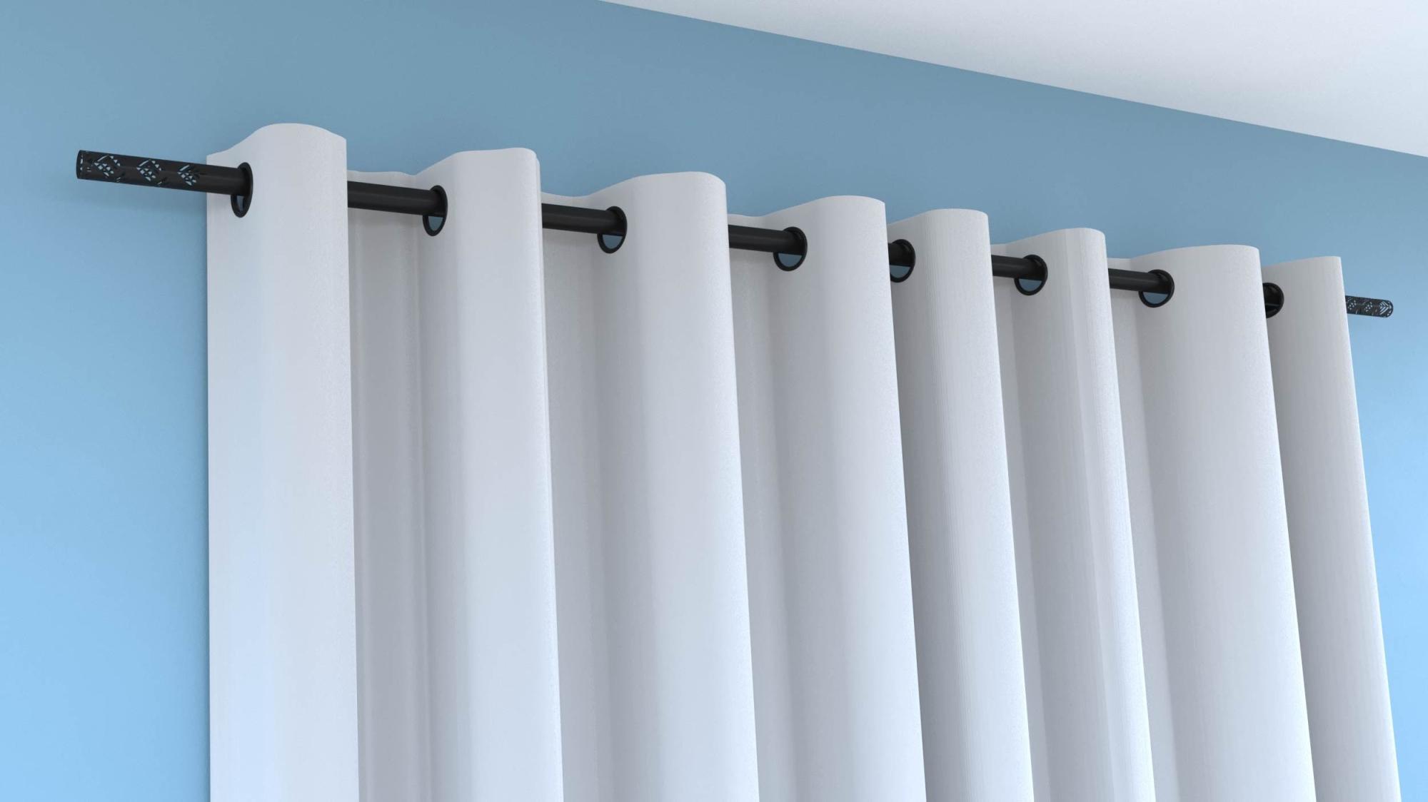 Kit de barra para cortina Wao Arrow de metal 200 cm negro diámetro 28 ...