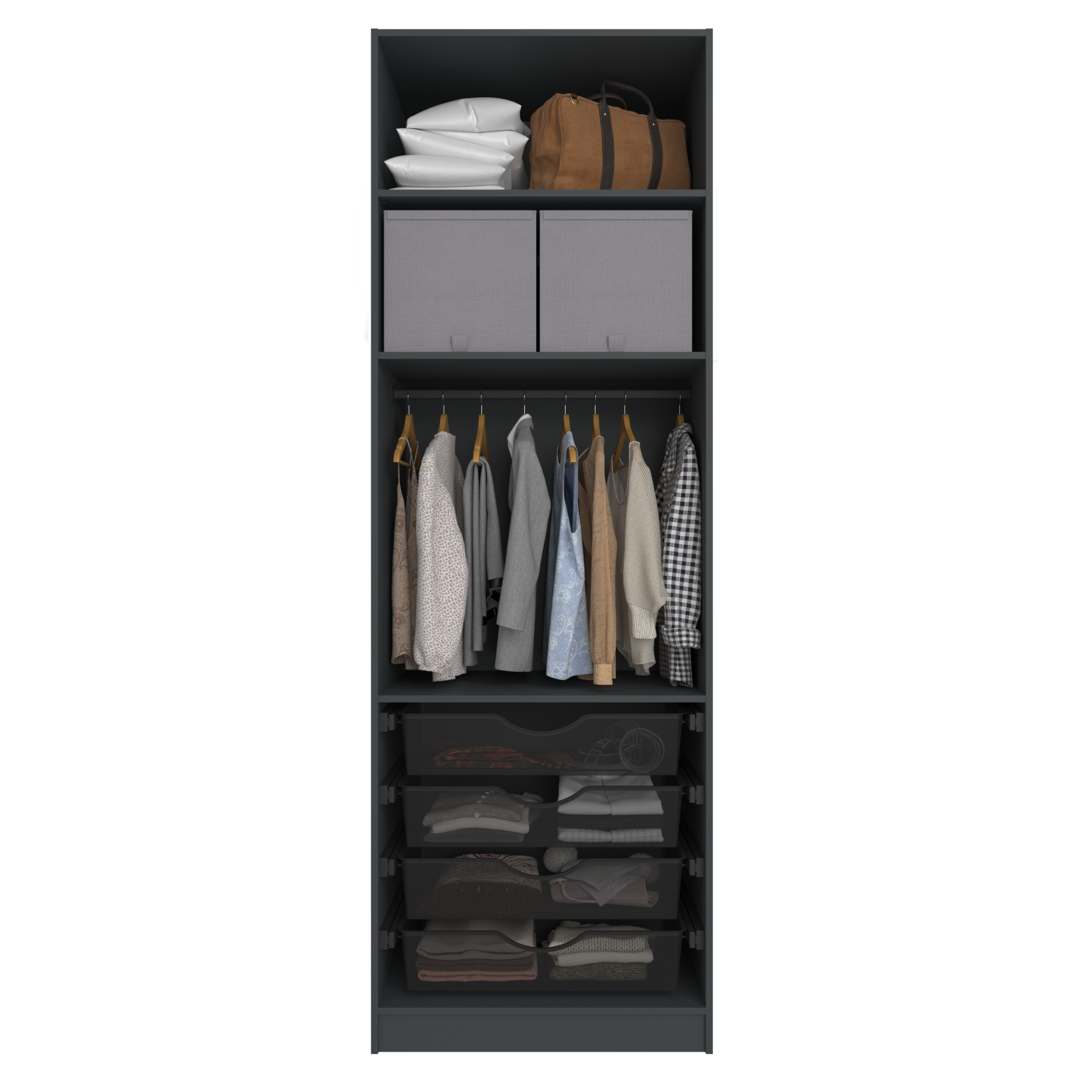 Composición nº80 Spaceo Home armario kit vestidor sin puertas gris ...