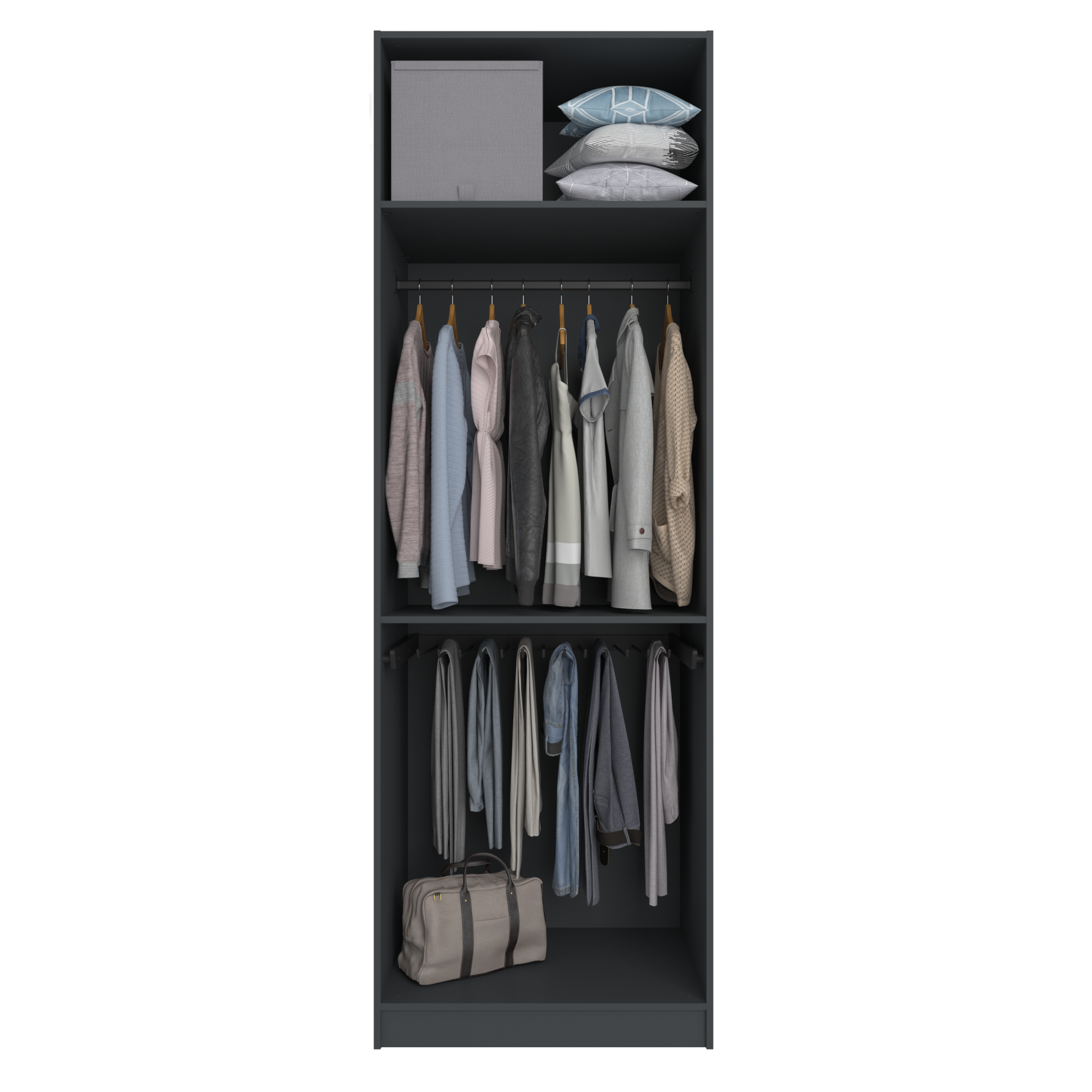 Composición nº84 Spaceo Home armario kit vestidor sin puertas gris ...