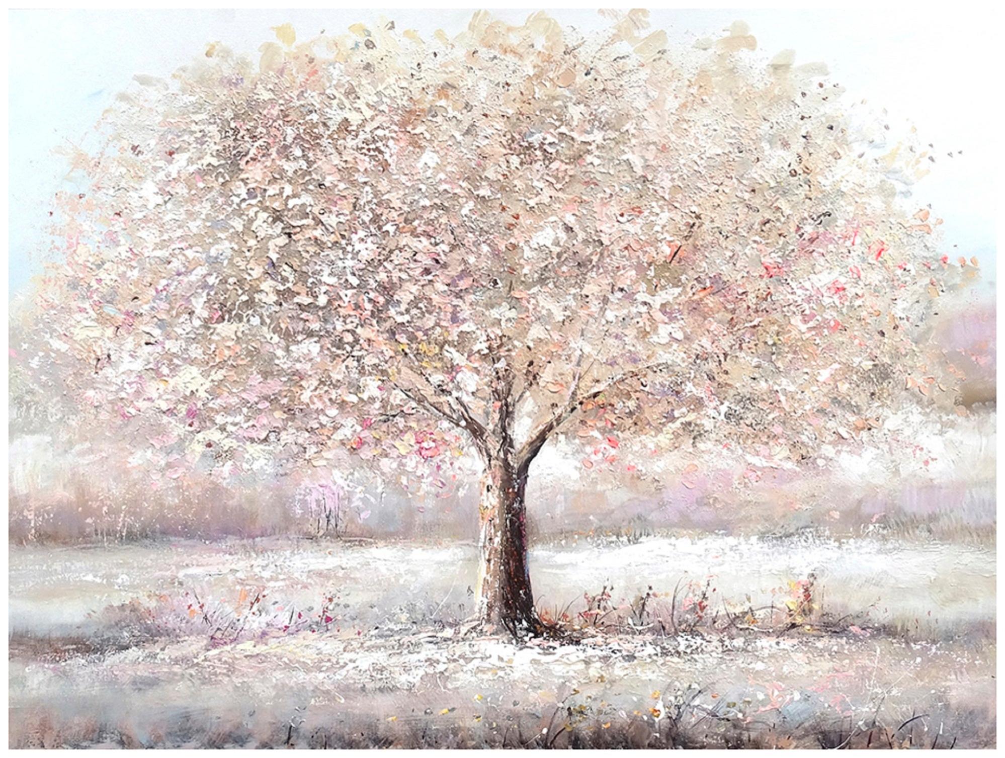 Pintura original cotton blanco Árbol rosa 60x80 cm | Leroy Merlin