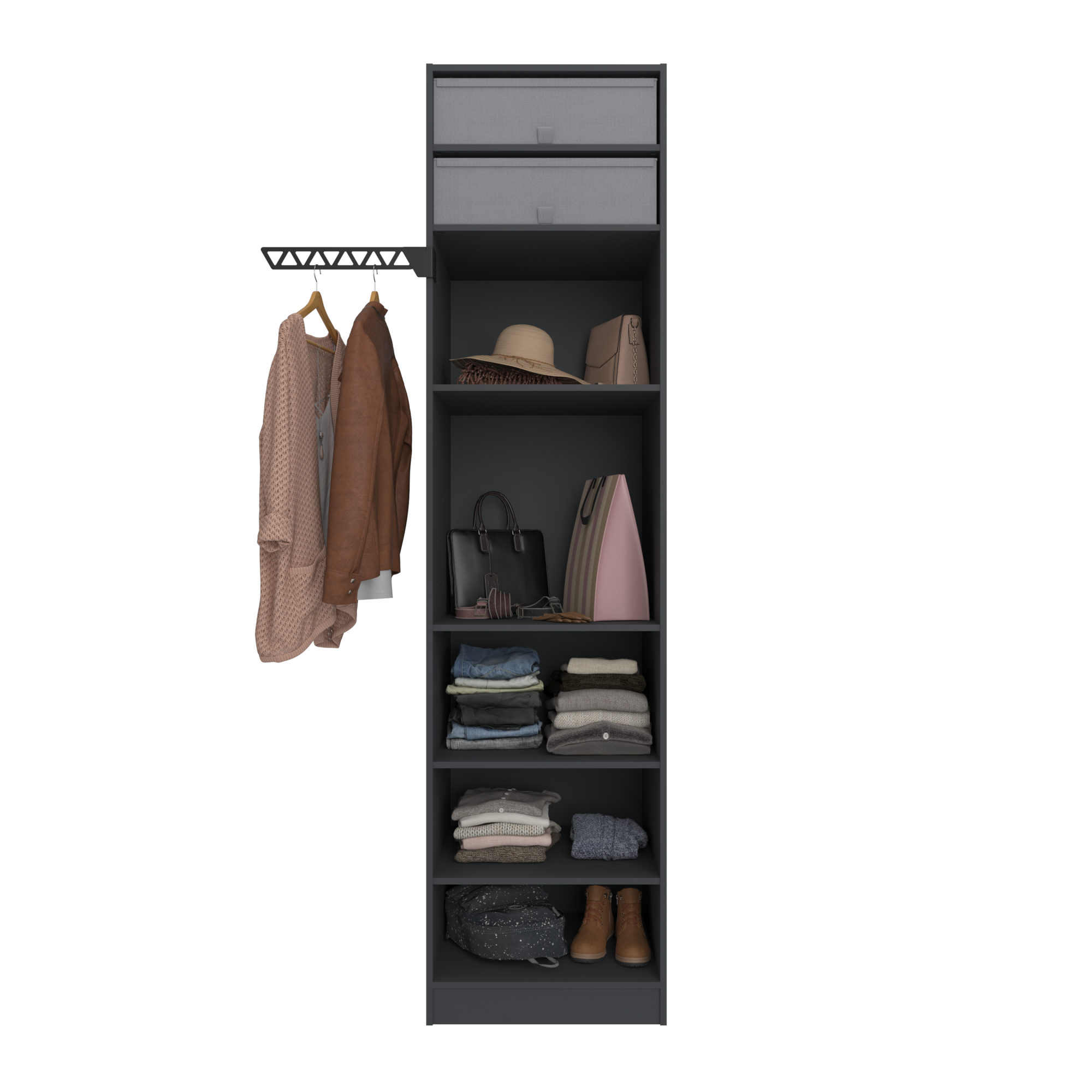 Composición nº90 Spaceo Home armario kit vestidor sin puertas gris ...