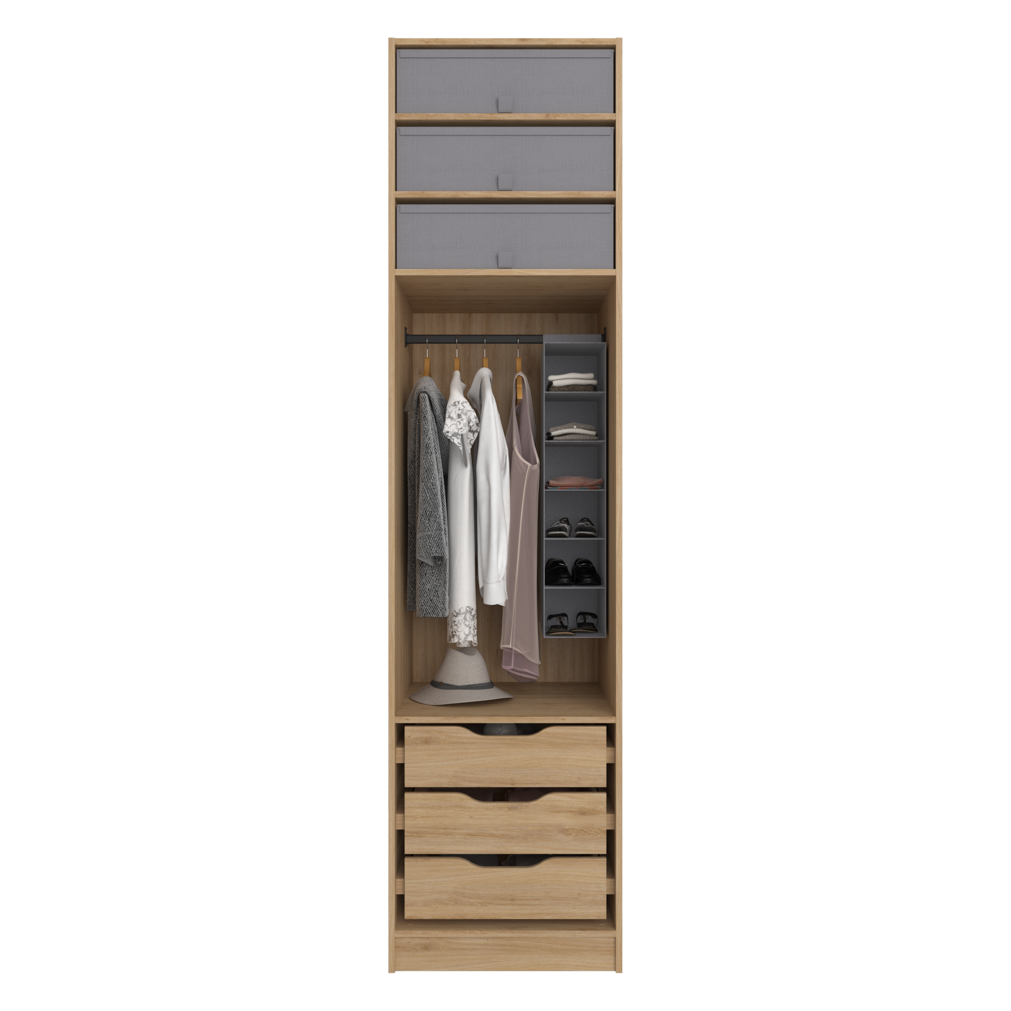 Composición nº98 Spaceo Home armario kit vestidor sin puertas roble ...