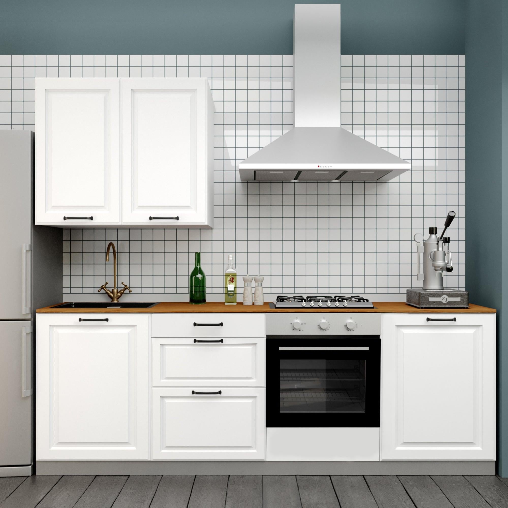 Cocina en kit DELINIA ID con altos OXFORD blanco 2.40 m | Leroy Merlin