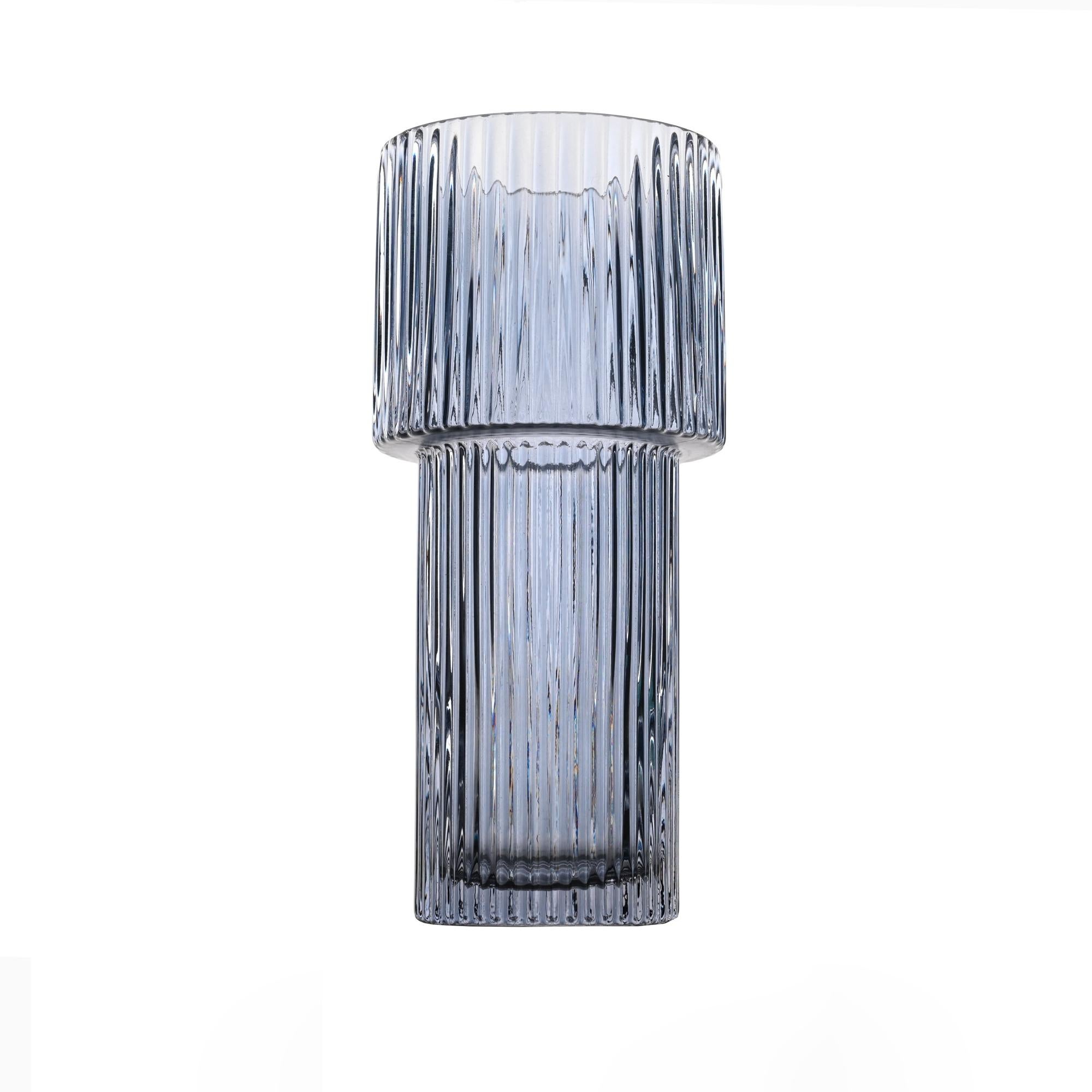 Jarrón de cristal Rayas S azul 11x25 cm | Leroy Merlin