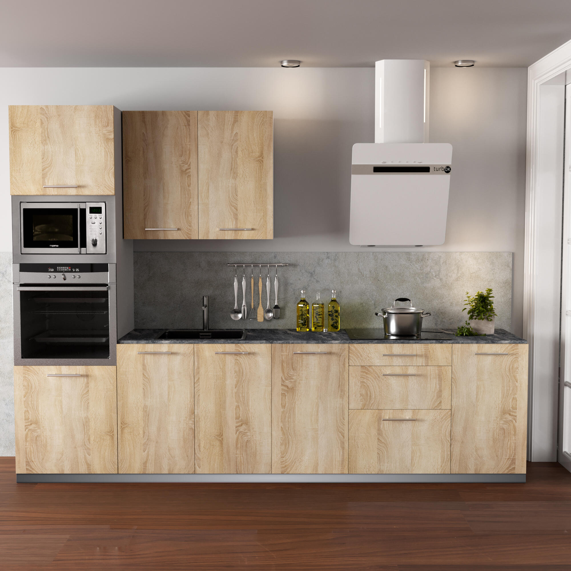 Cocina en kit DELINEA id ARIZONA roble mate 3.00 m | Leroy Merlin