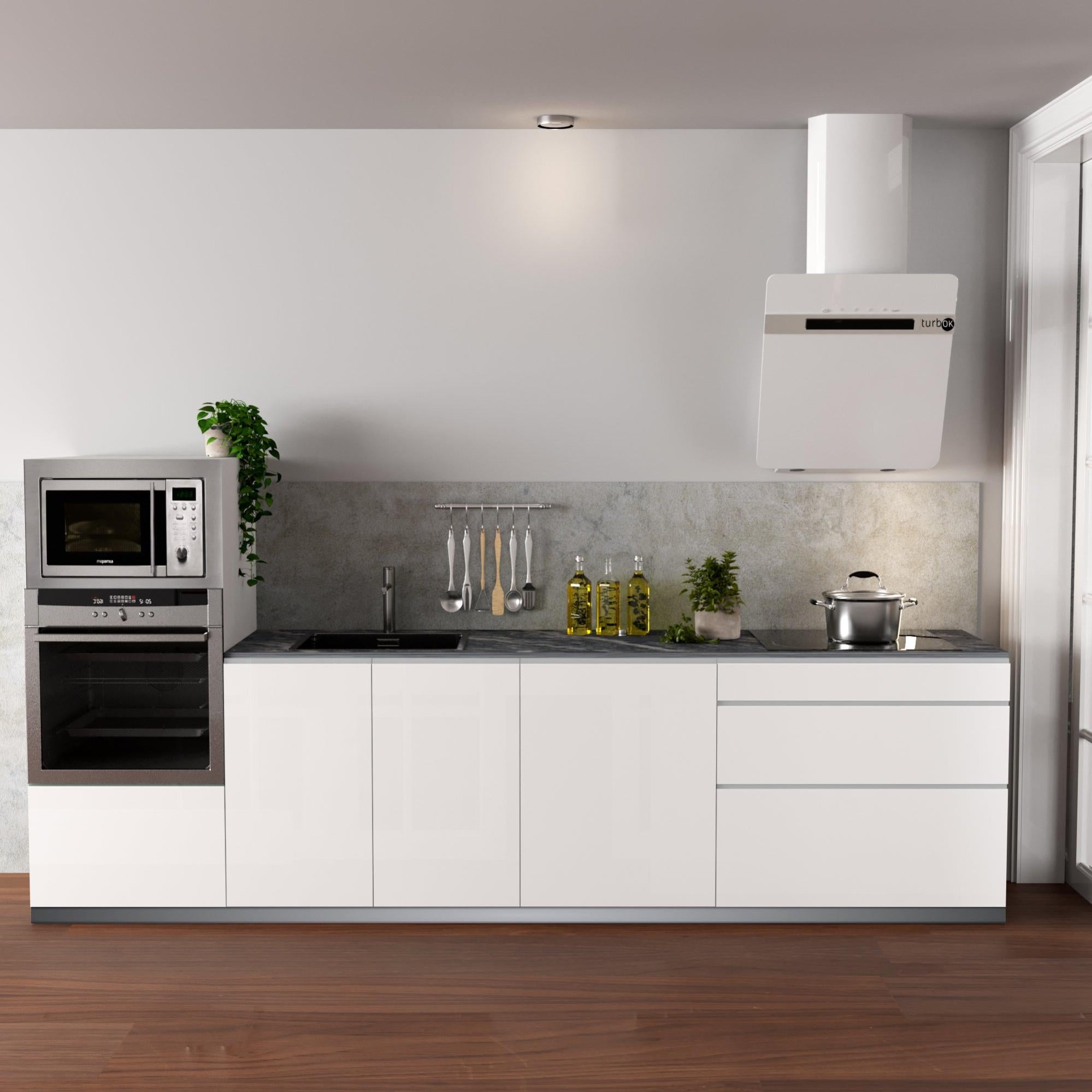 Cocina en kit DELINEA id MIKONOS blanco brillo 3.00 m | Leroy Merlin