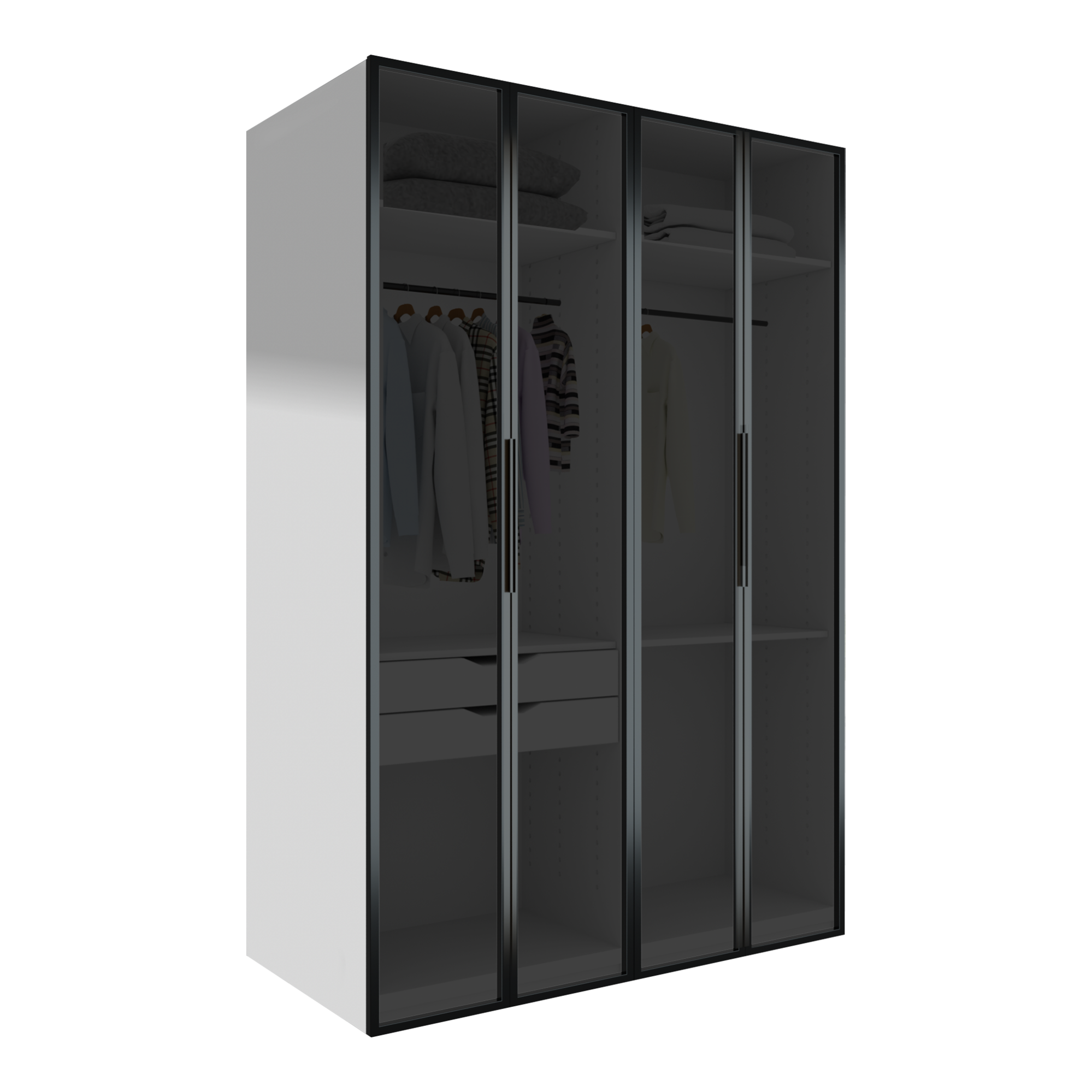 Armario ropero puerta abatible Spaceo home Seúl Cristal Ahumado 160x240x60 cm | Leroy Merlin