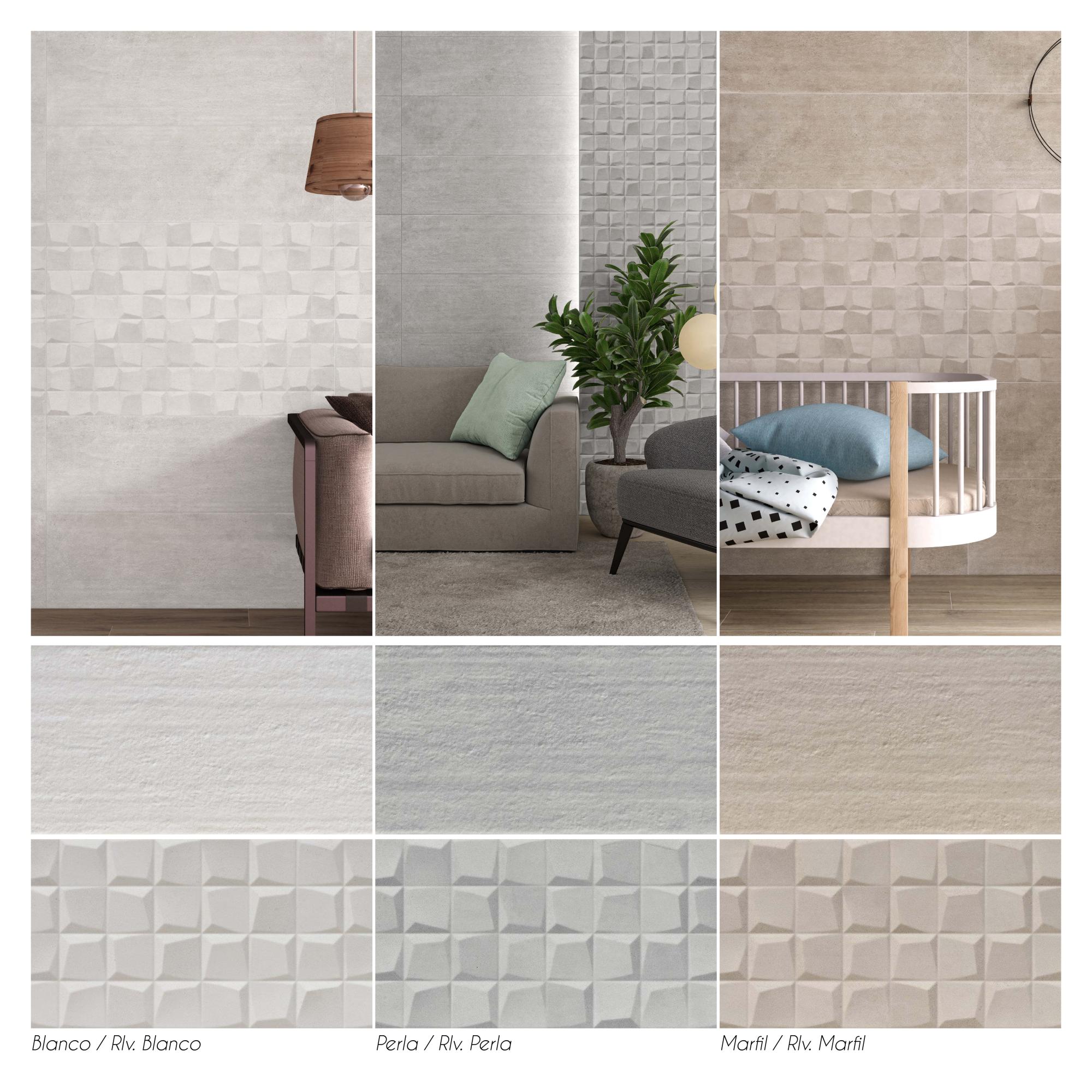 Azulejo efecto relieve perla mate 30x90 cm New Manchester | Leroy Merlin