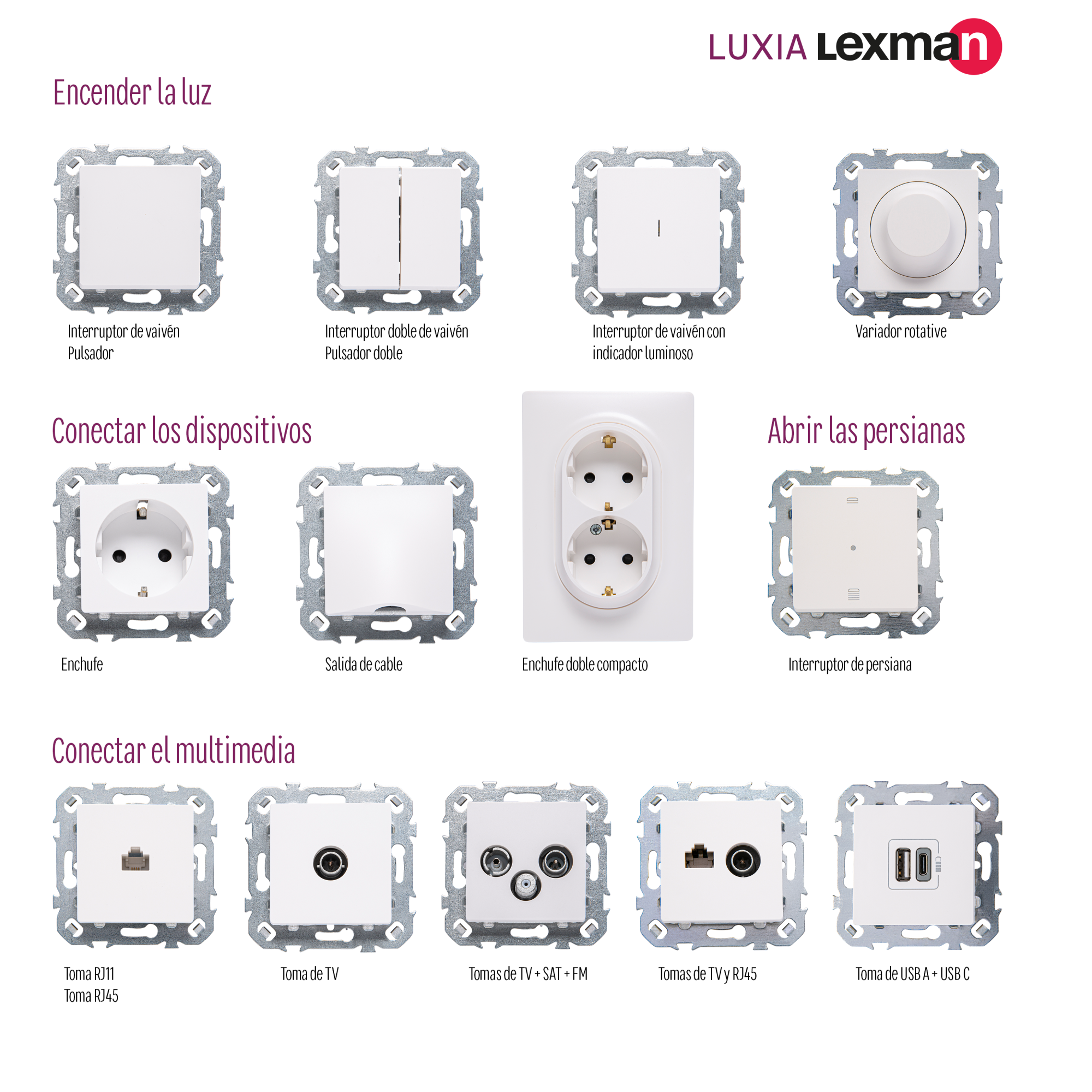 Interruptor doble LEXMAN Luxia color negro | Leroy Merlin