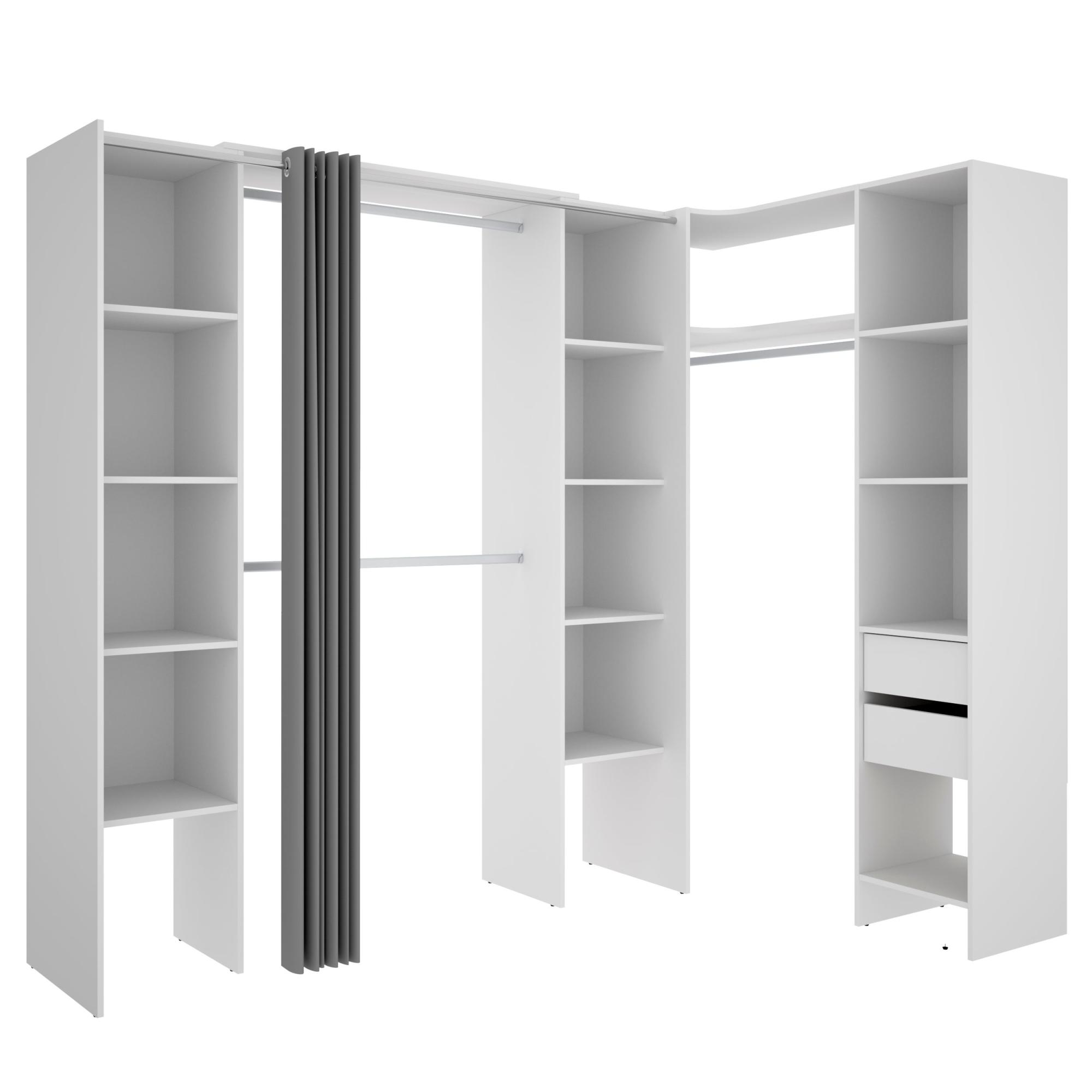Kit de vestidor Orion blanco con cortina de 205x233-183x50cm | Leroy Merlin
