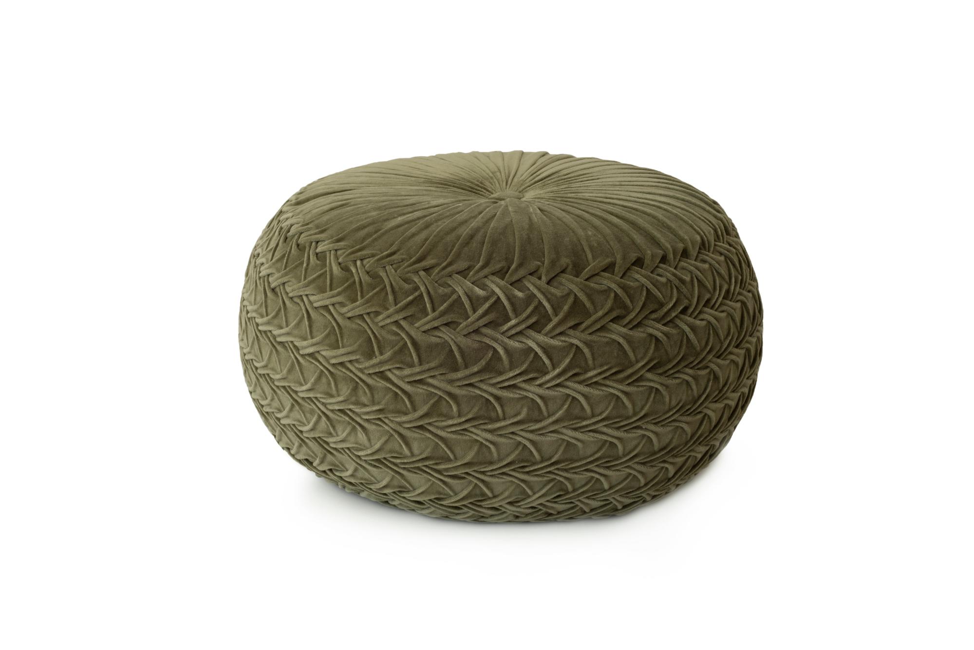Puff decorativo VELVET verde ø60X30 | Leroy Merlin