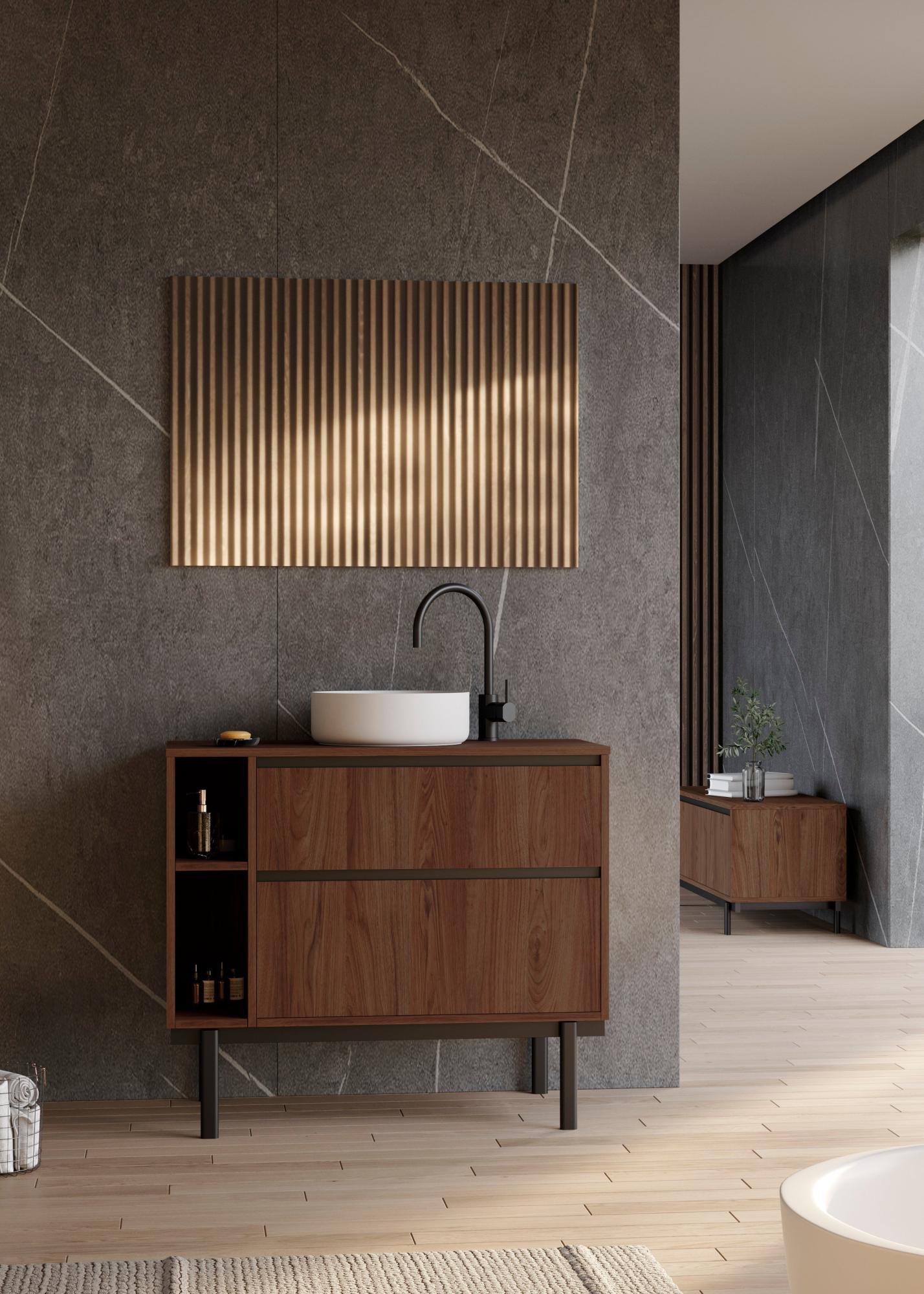 Mueble de baño con lavabo Tono nogal 100x45 cm | Leroy Merlin