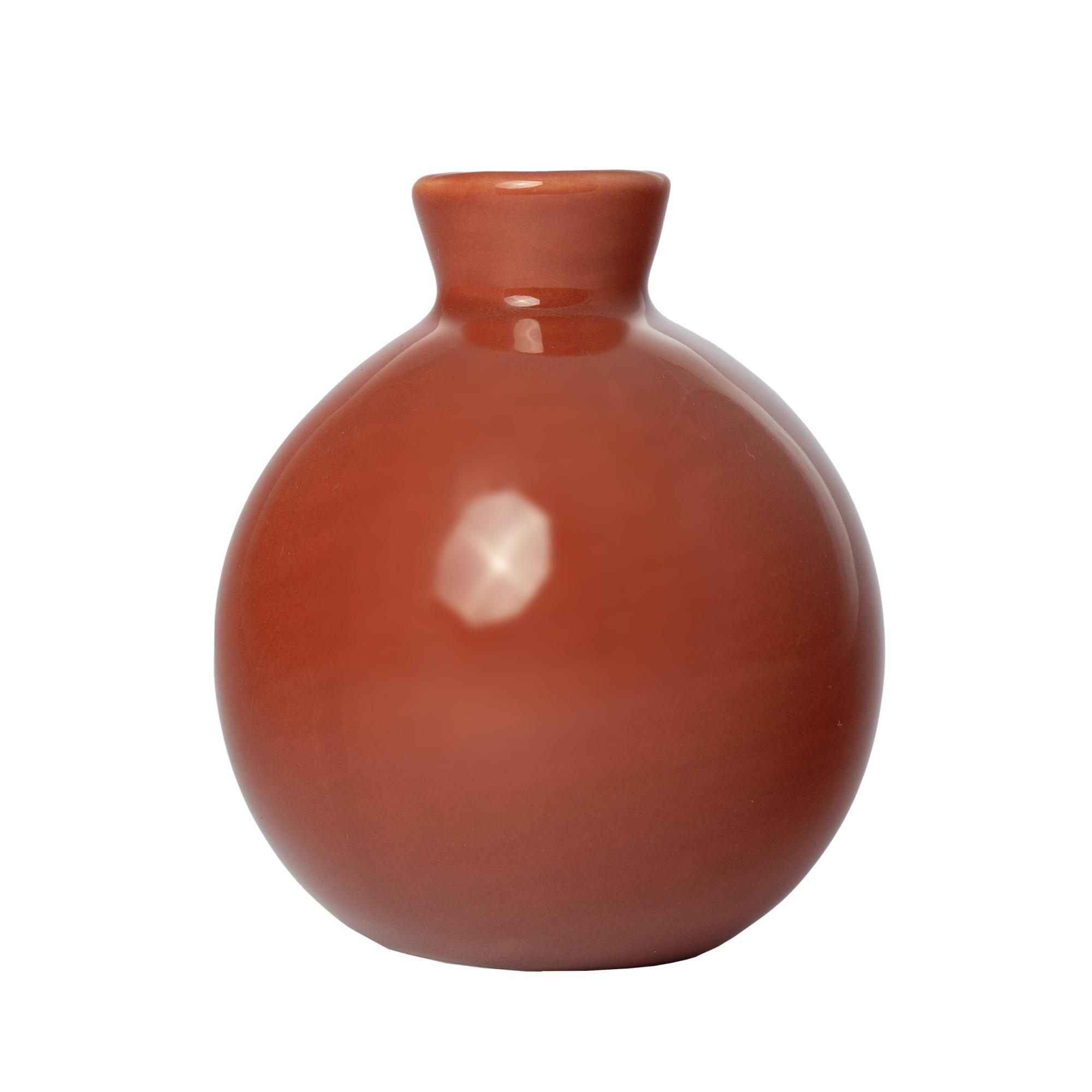 Jarrón ovalado de cerámica esmaltada rojo 6.3x7.5 cm | Leroy Merlin